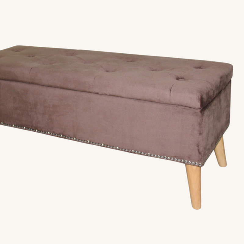 Mercer41 17" Tall Storage Bench, Brown Suede | Wayfair