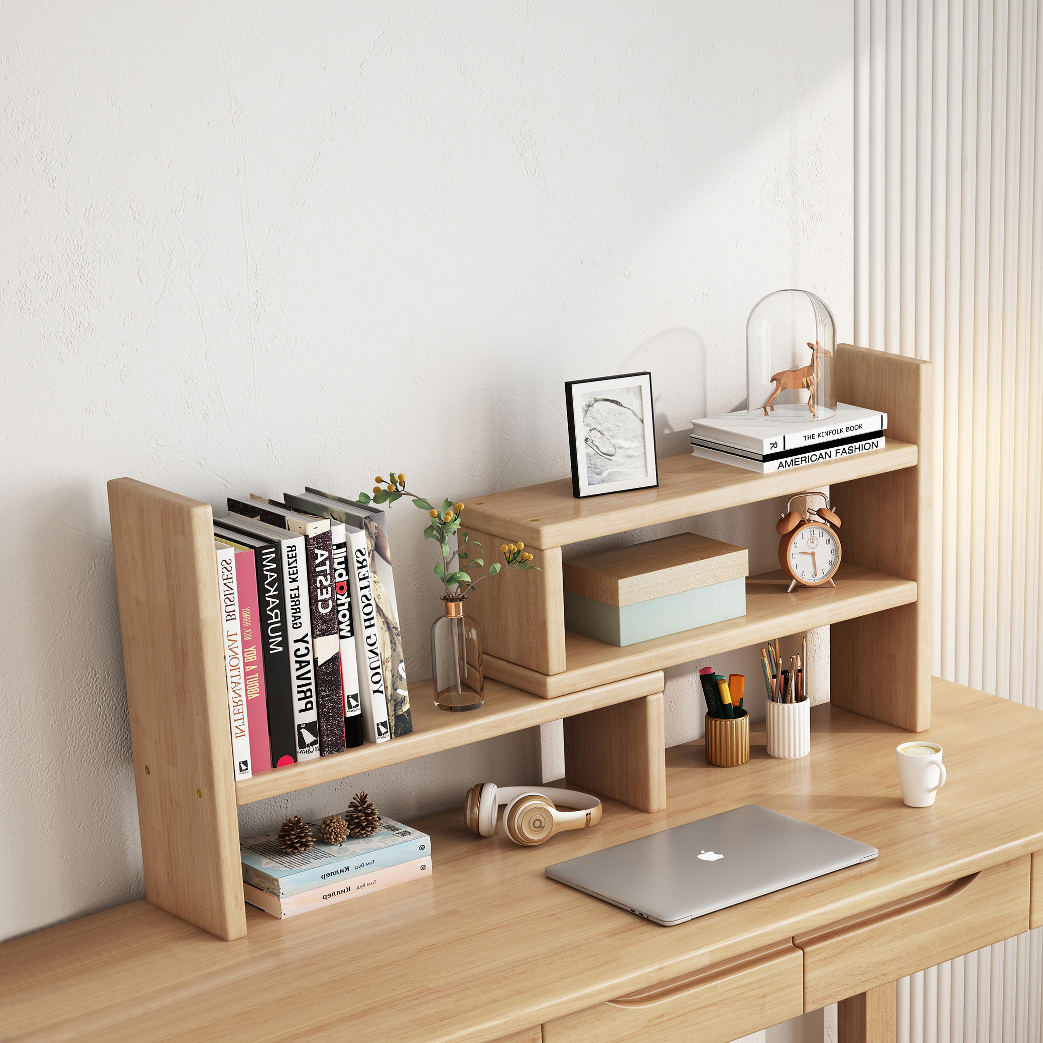 Latitude Run® Desktop Shelf Desk Hutch Desktop Shelves Cubicle Shelf ...