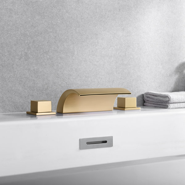 sumerain Double Knob Handle Deck Mounted Waterfall Roman Tub Faucet ...