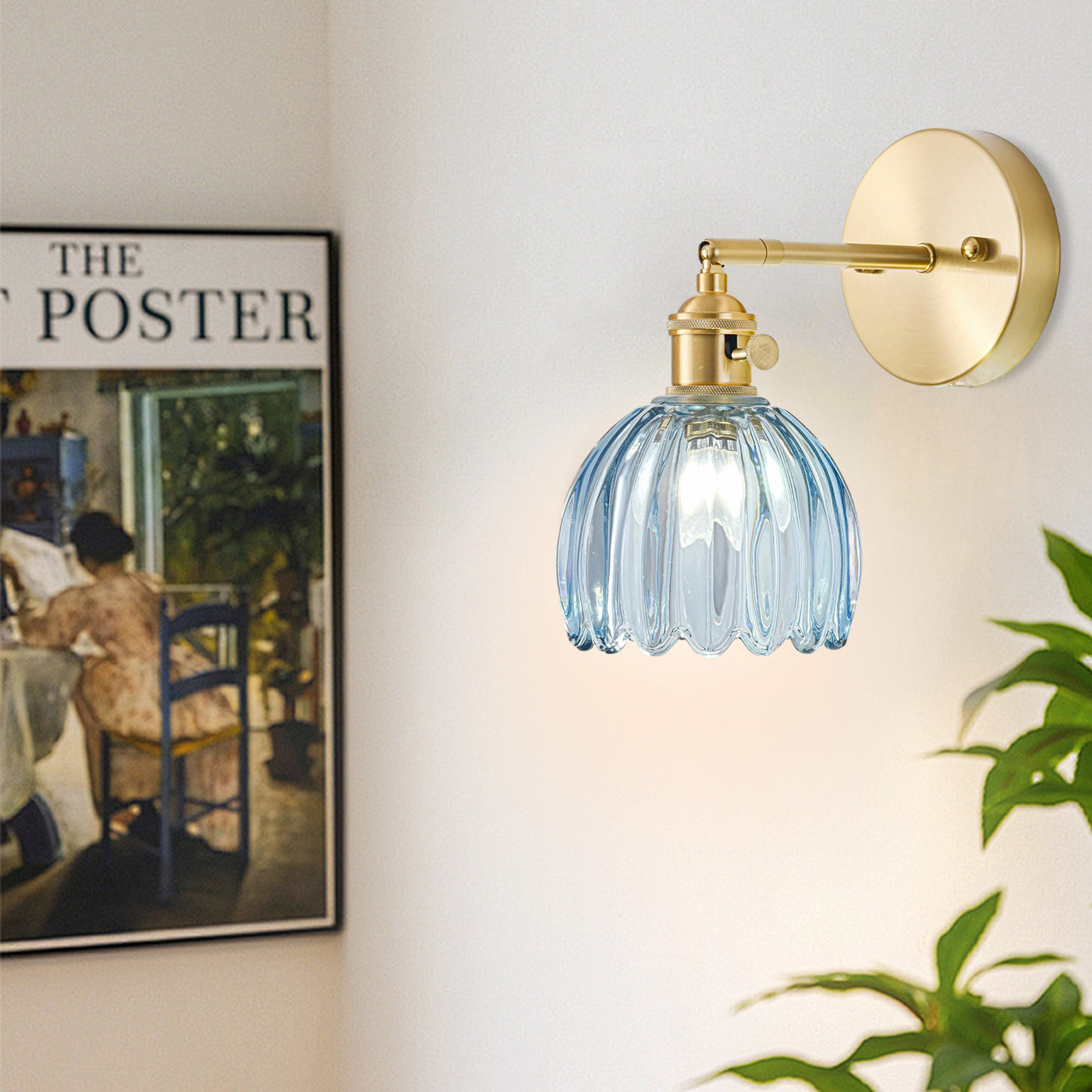 Orren Ellis Hardwired Wall Sconce Light, Light Fixture With Tulip ...
