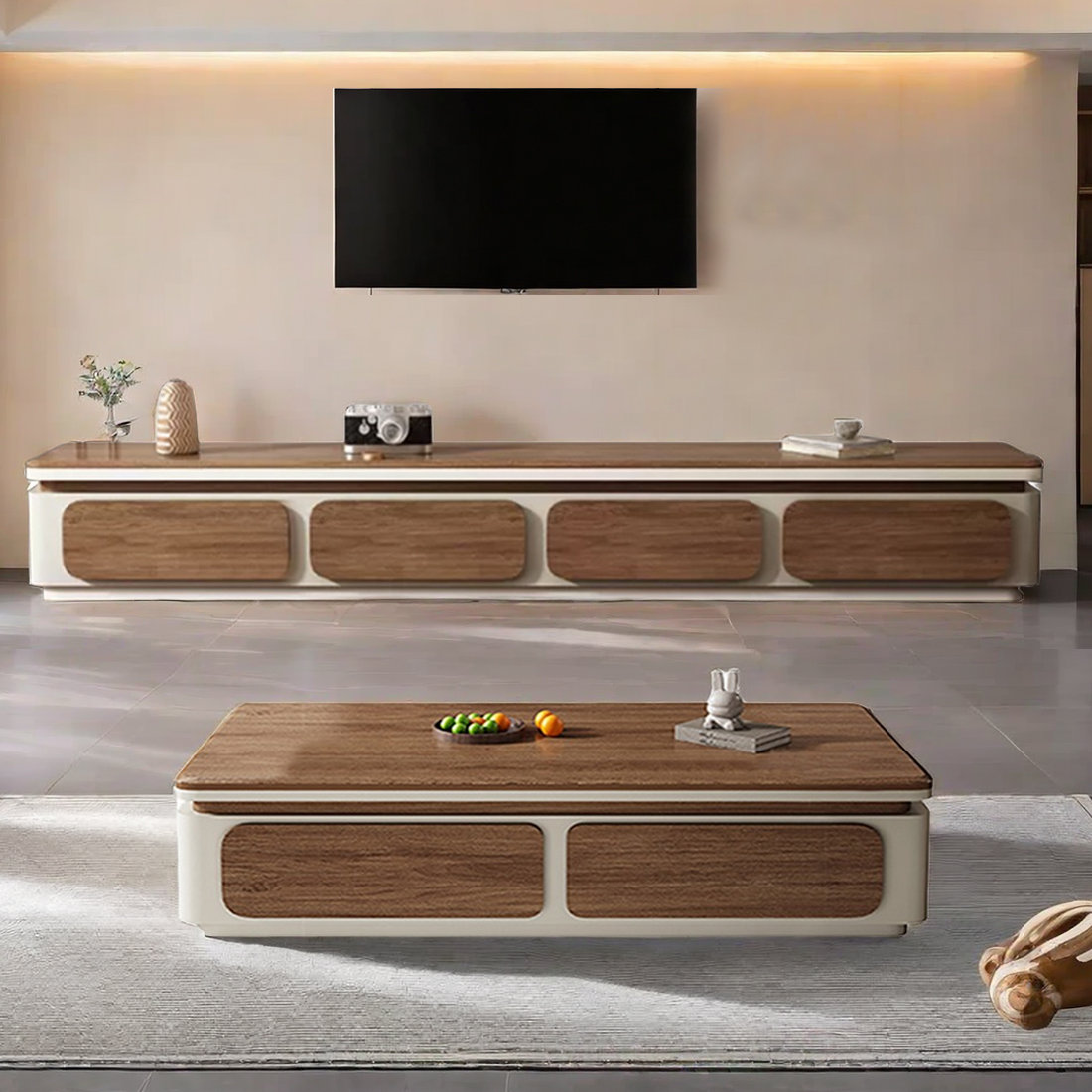 EXCEEB Eco-Friendly TV Stand And Coffee Table Set 2 - Piece Living Room ...