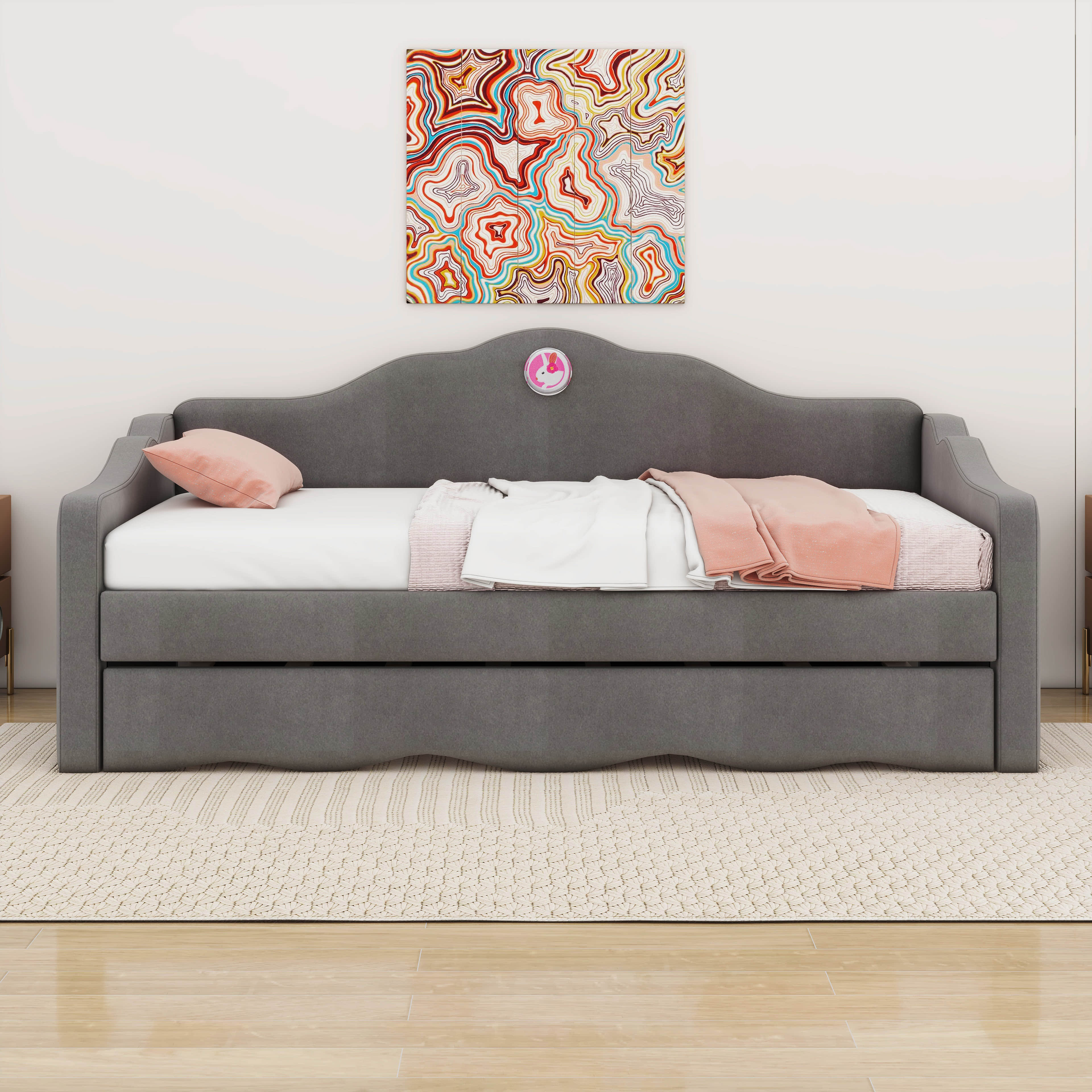 Lark Manor™ Hanner Twin Size Upholstered Daybed With Wave-Shaped ...