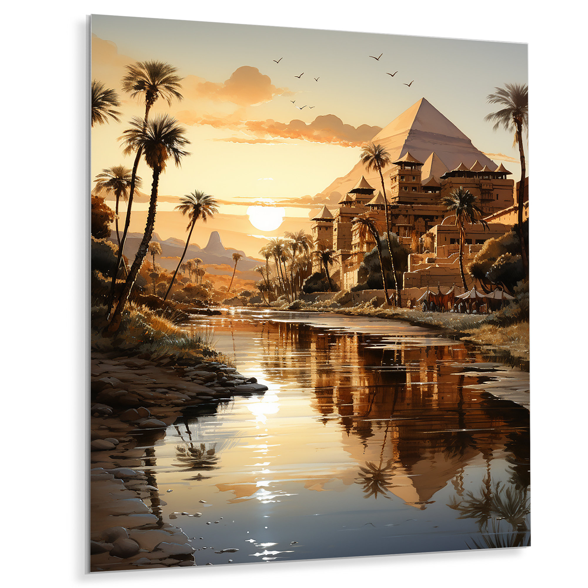 Latitude Run® Egypt Golden Pyramids III - Egypt Metal Wall Decor ...