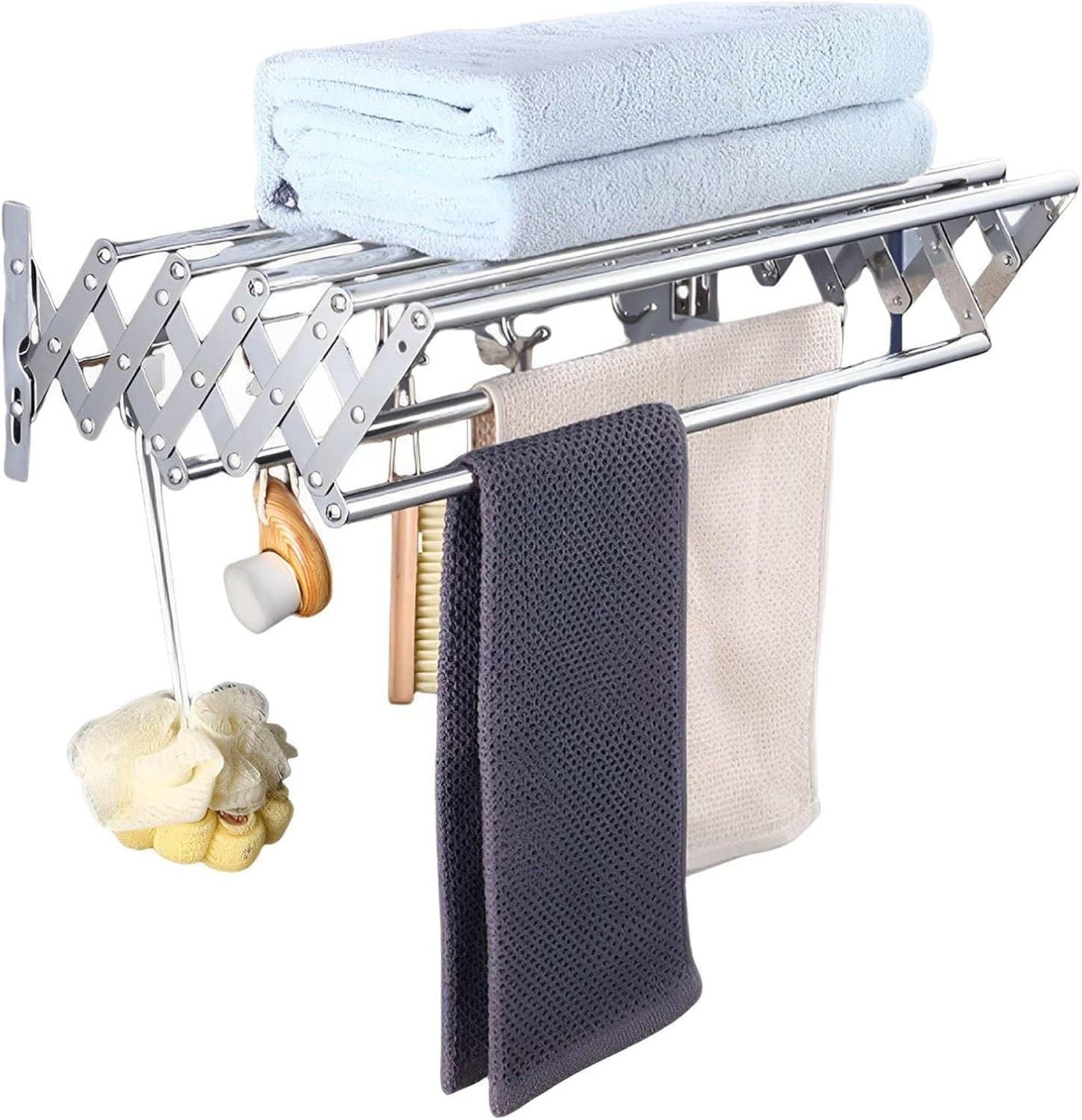 Rebrilliant Rustproof Accordion Wall Mounted Drying Rack - 7 Drying ...