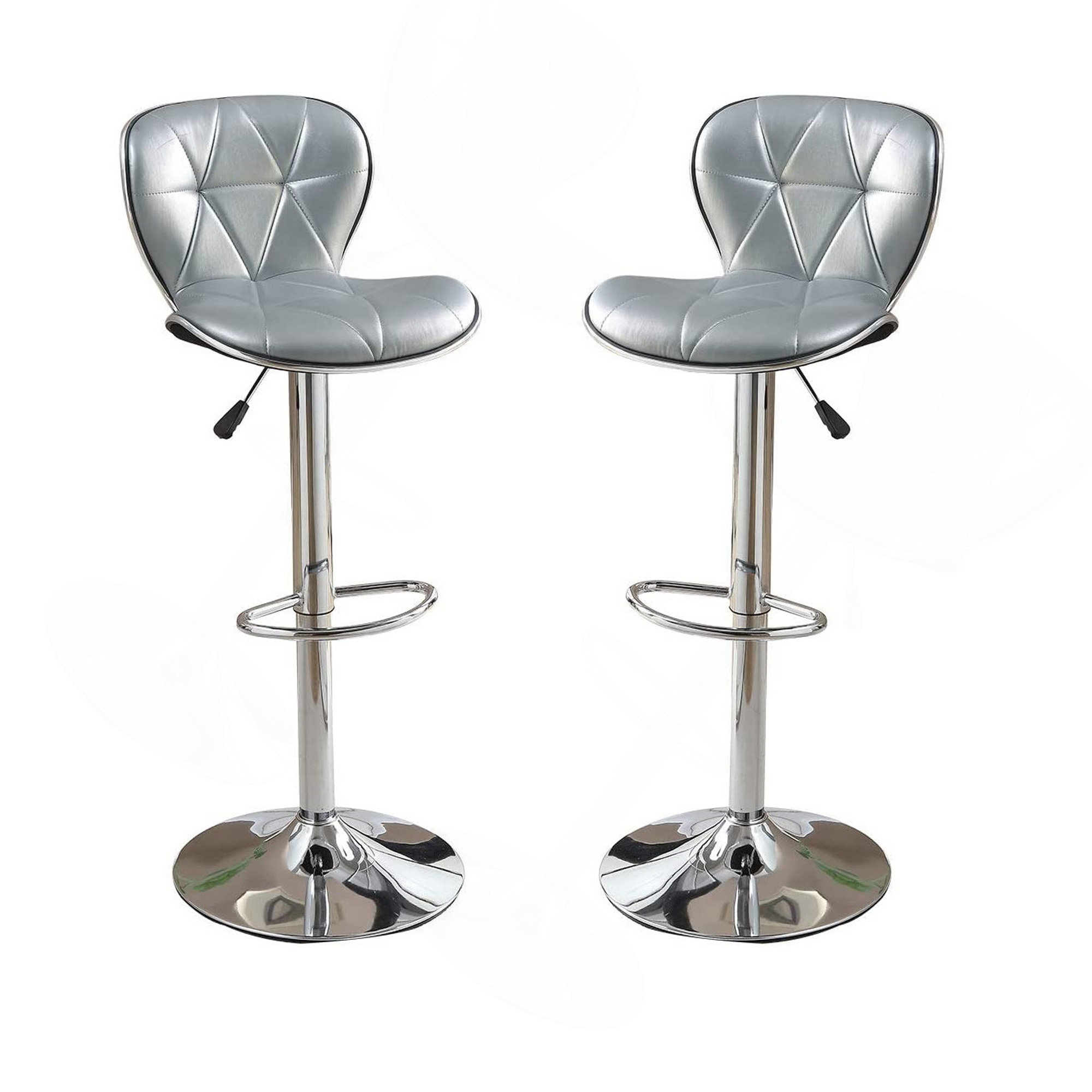 One Allium Way® Silver / Grey Faux Leather PVC Stool Counter Height ...