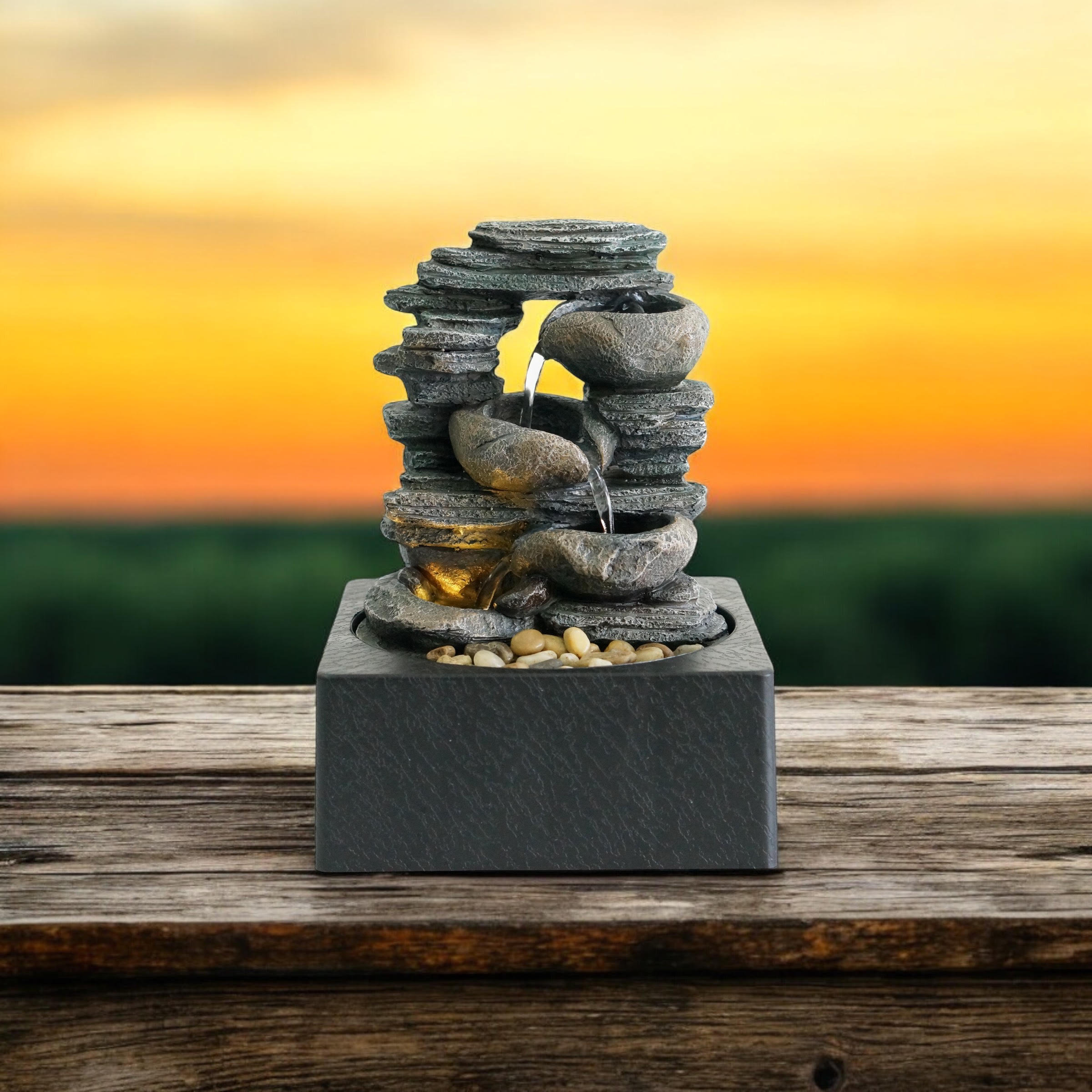 Alpen Home Amet Weather Resistant Table Top Fountain with Light | Wayfair.ie