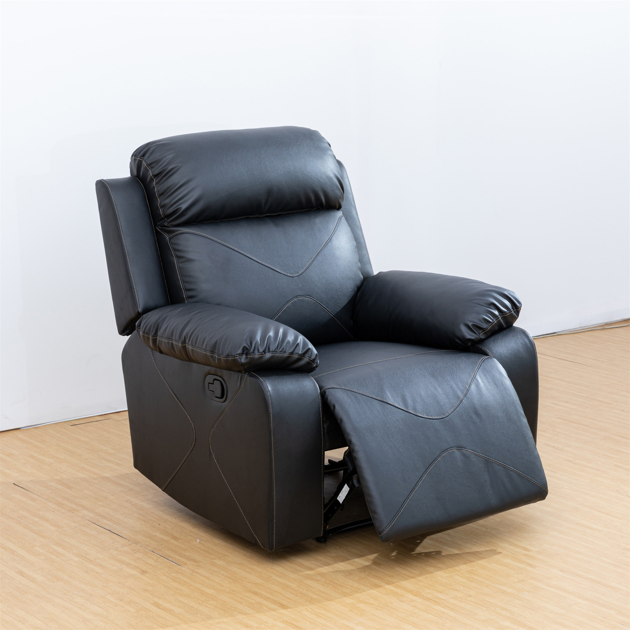 Latitude Run® Breathing Leather Black Recliner Chair For Adults Living ...