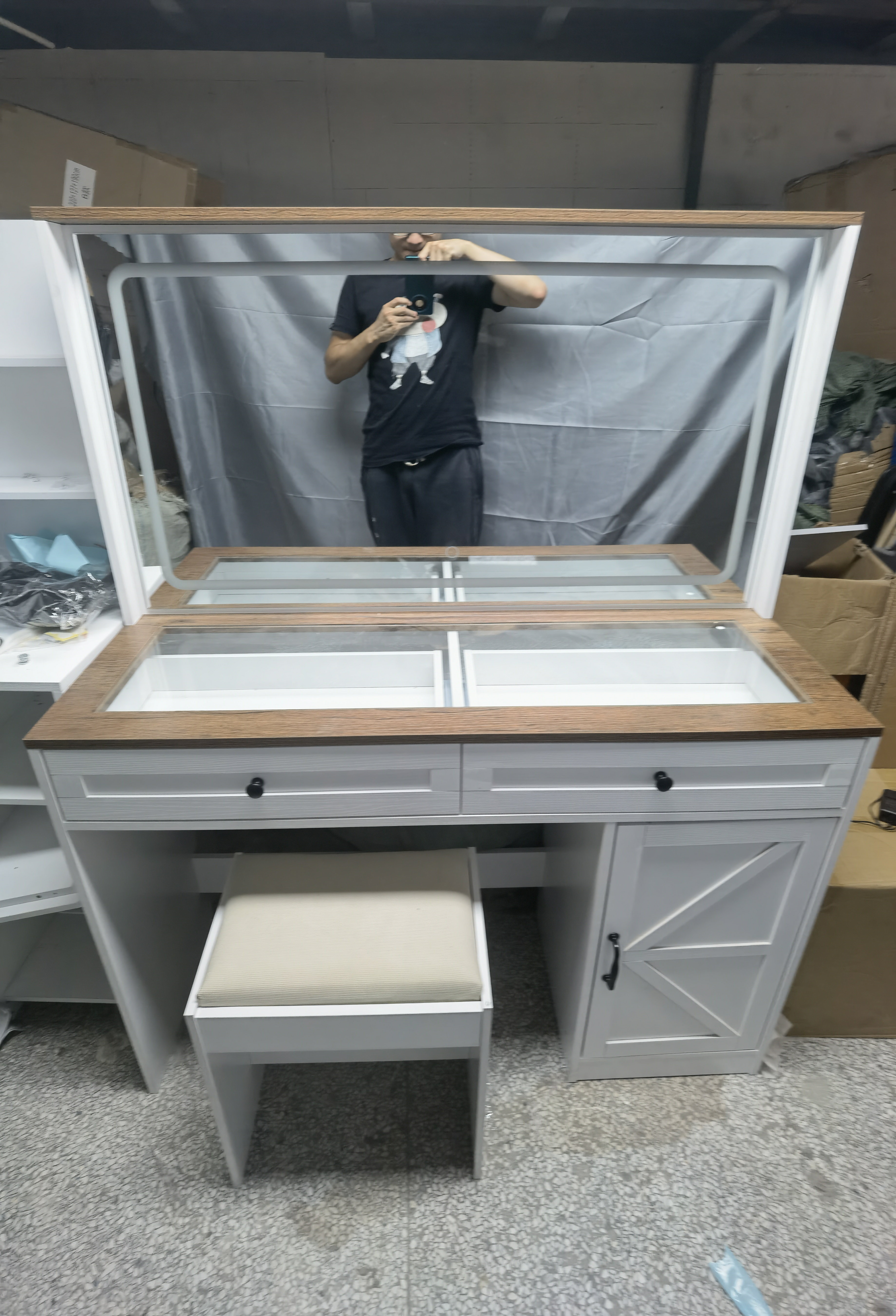 Gracie Oaks 3 Level Storage Vanity Desk | Wayfair