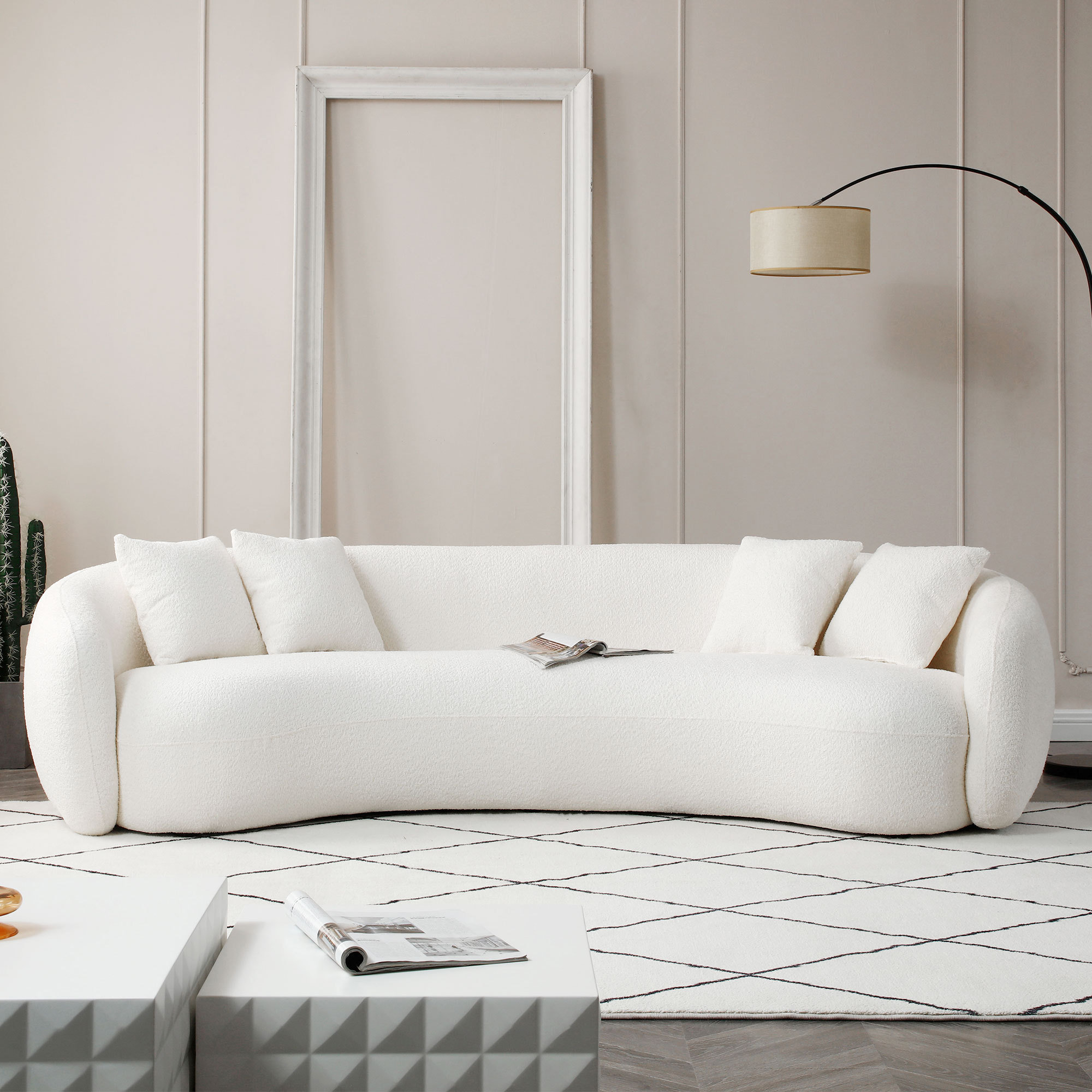 Orren Ellis '' 5-seater boucle sofa, modern sectional half moon leisure ...