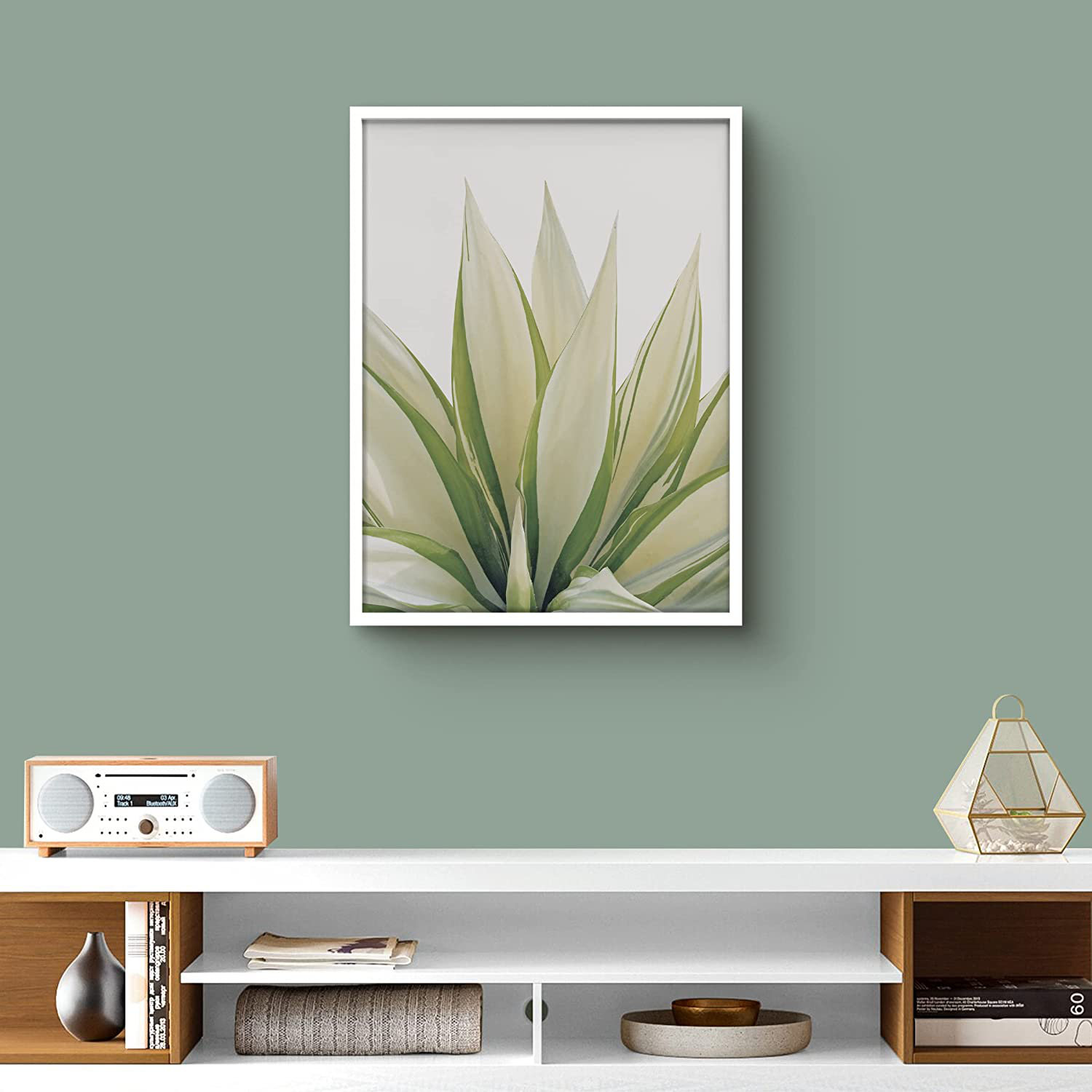 SIGNLEADER Light Green Leaf Bunch on White Background - Picture Frame ...