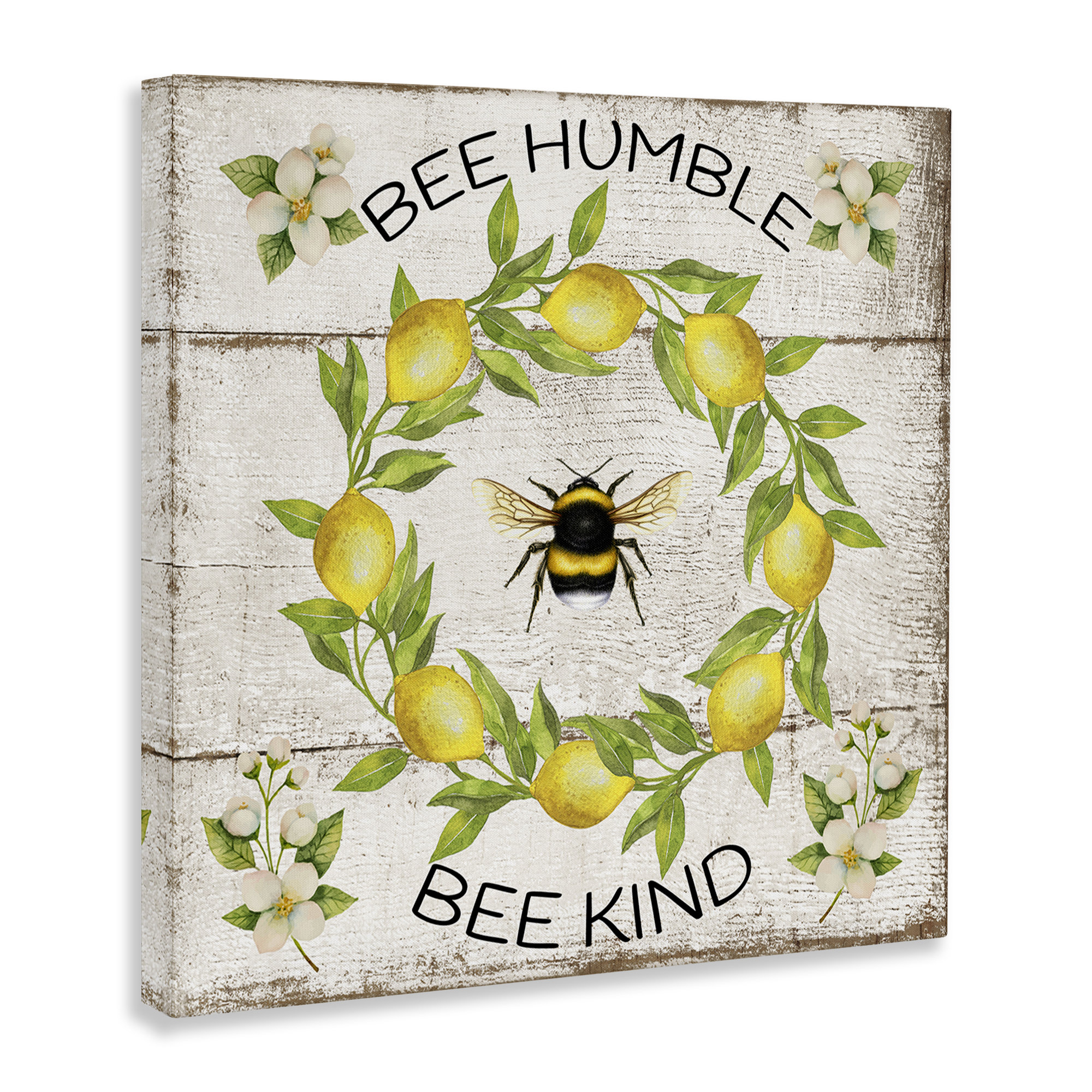 Gracie Oaks Bee Humble & Kind Rustic Canvas Wall Art by Creatif Belle ...