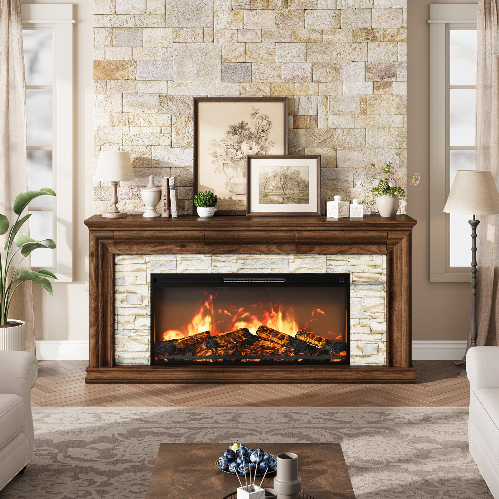 August Grove® 70" Fireplace TV Stand for TVs up to 80", Modern ...