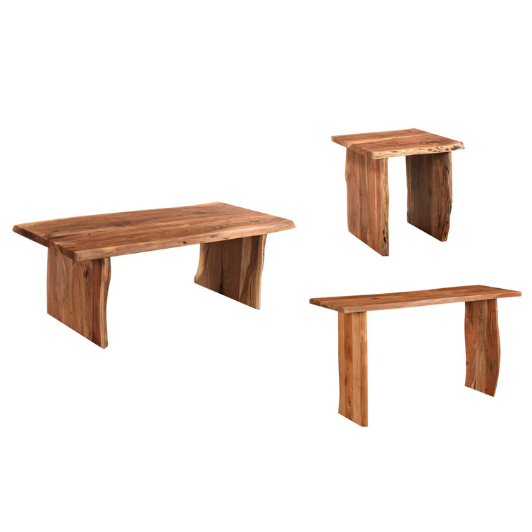 Loon Peak® Finneytown 3 - Piece Solid Wood Living Room Table Set ...