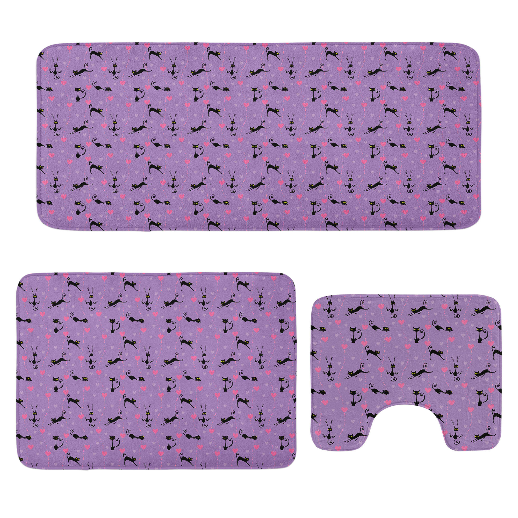 East Urban Home Cat Bathroom Rug Set 3 Pieces U-Shape & Rectangle Mats ...