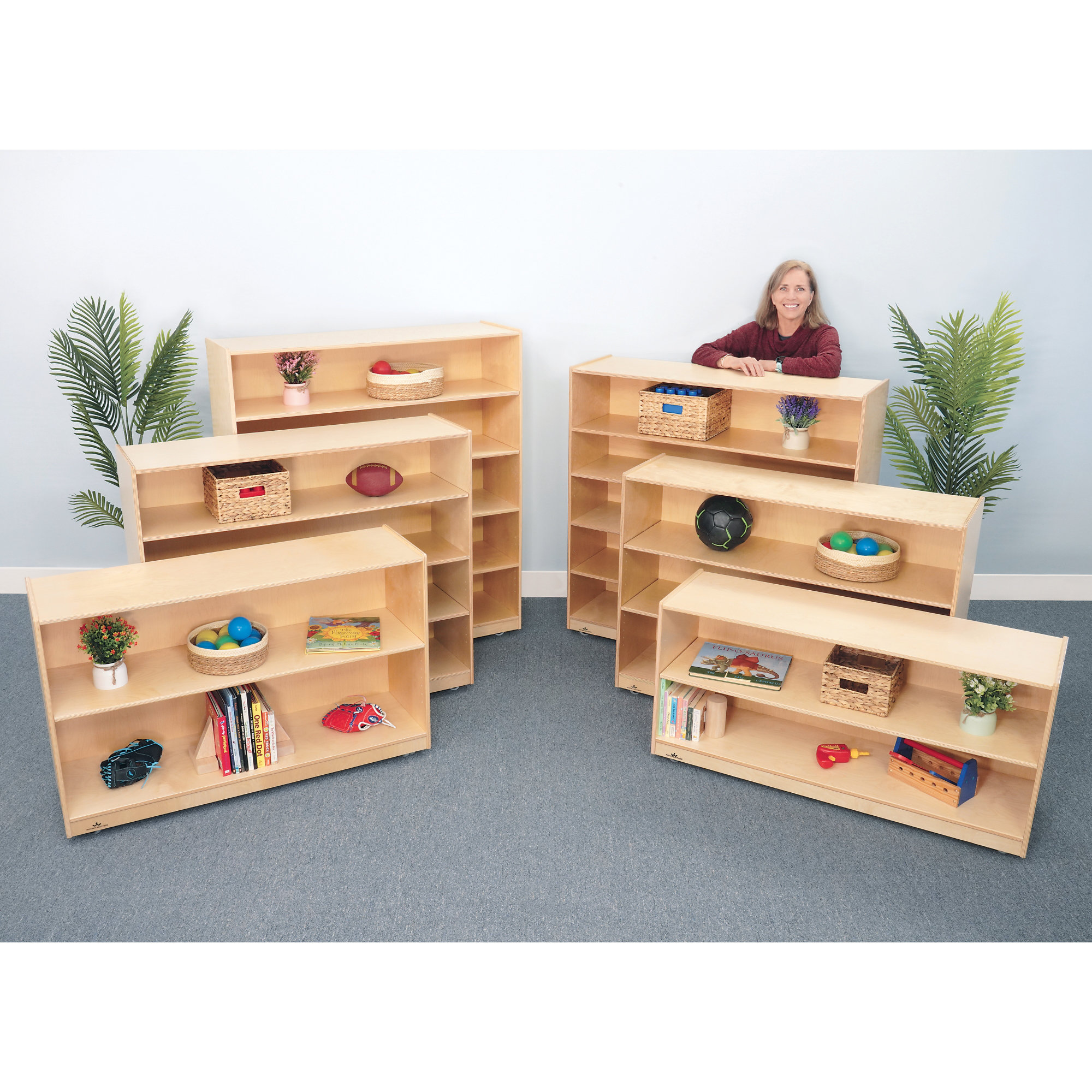 Whitney Brothers® Portable 2 Compartment Shelving Unit with Casters ...