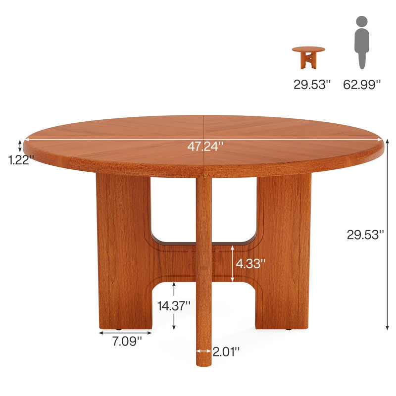 Ebern Designs Round Dining Table, 47-Inch Wood Kitchen Table | Wayfair
