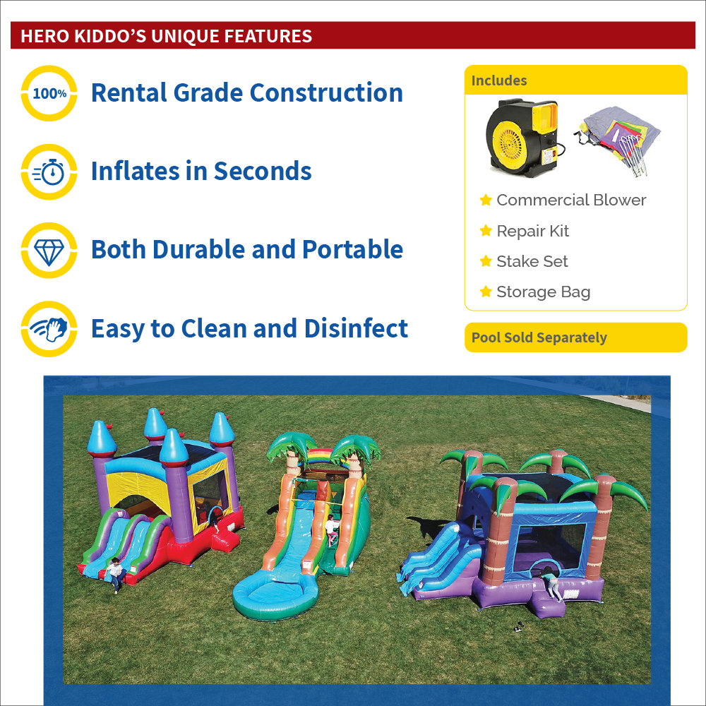 HeroKiddo Enchanted Forest Commercial Grade Bounce House Water Slide ...