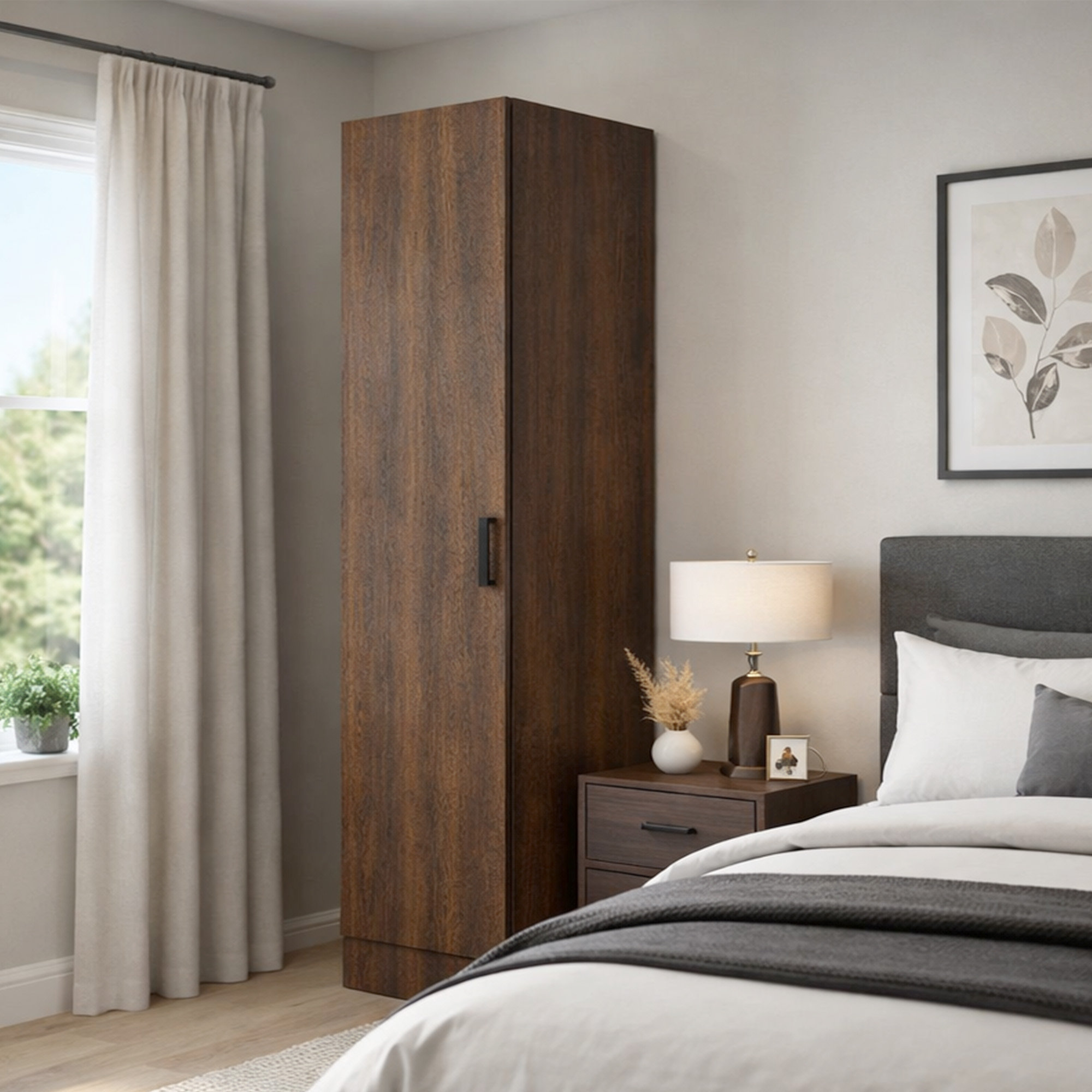 Ebern Designs Tall Armoire Space Saver With Shelves And Hanging Rod ...