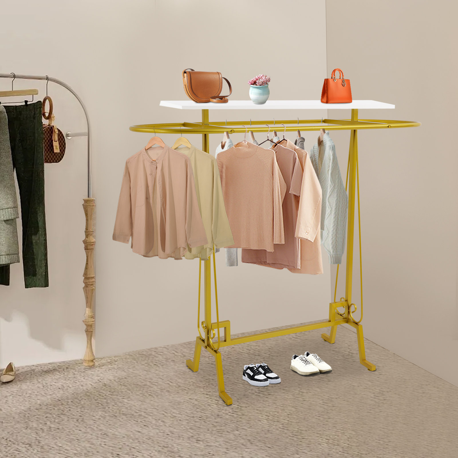 Everly Quinn Garment Racks Clothing Display Stand Commercial Household ...