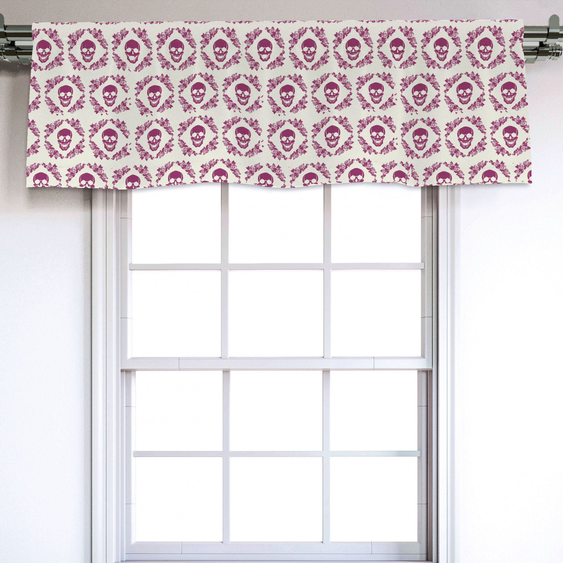 East Urban Home Sugar Skull 54" Window Valance | Wayfair