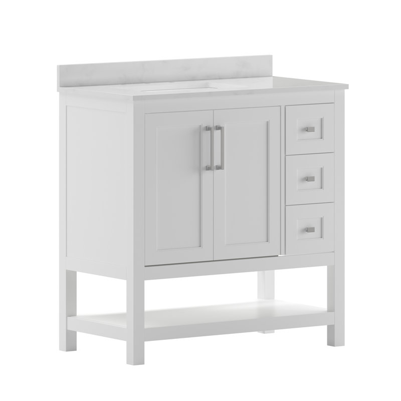 Winston Porter Caniya 36" Single Bathroom Vanity with Sink, Cabinet ...