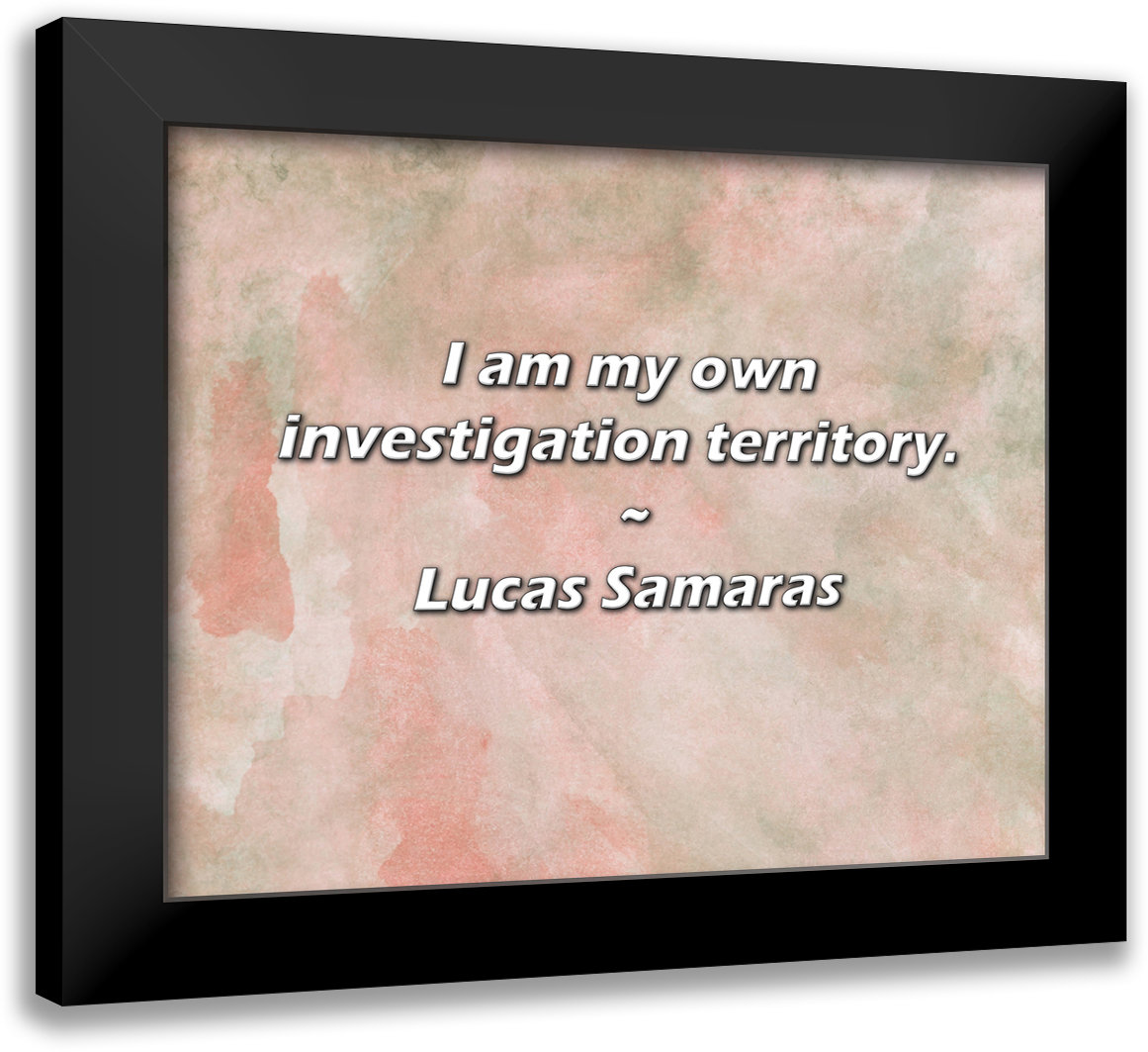 Trinx Lucas Samaras Quote: I am my own investigation territory ...