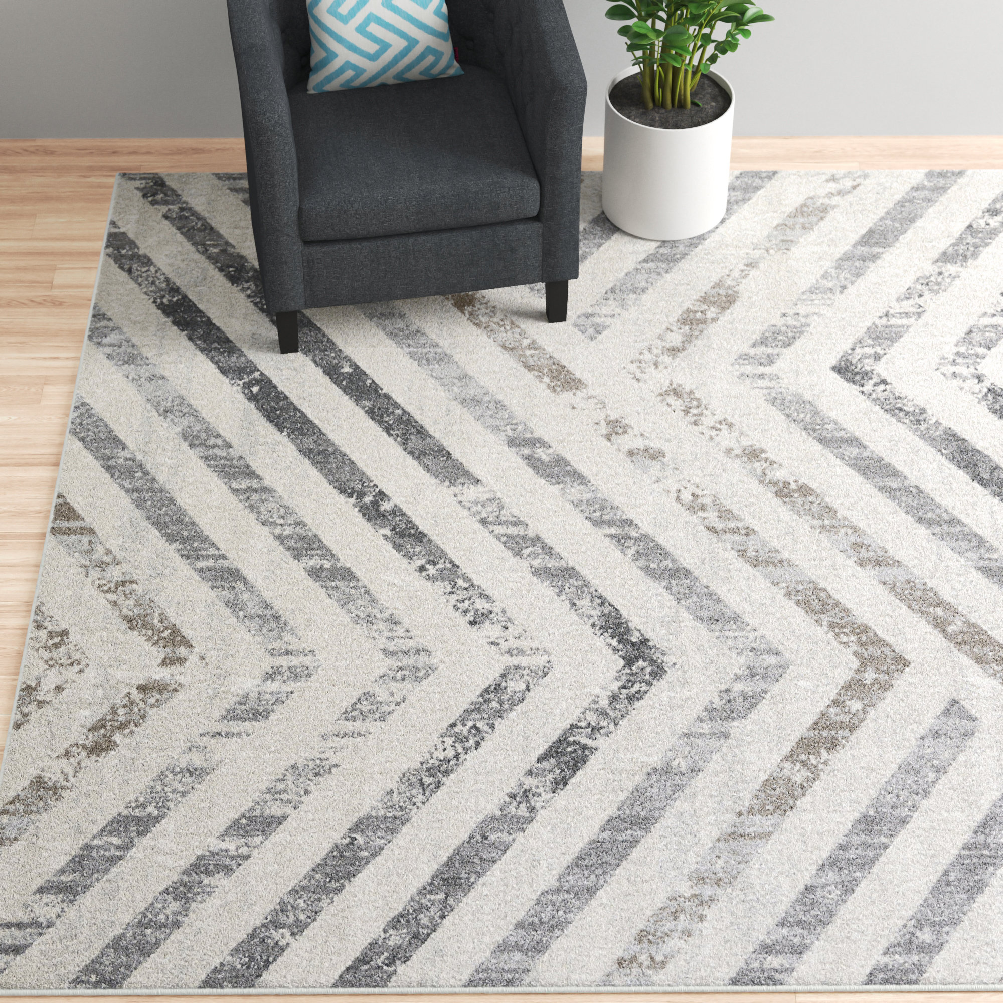 Zipcode Design™ Estill Geometric Gray Area Rug & Reviews | Wayfair