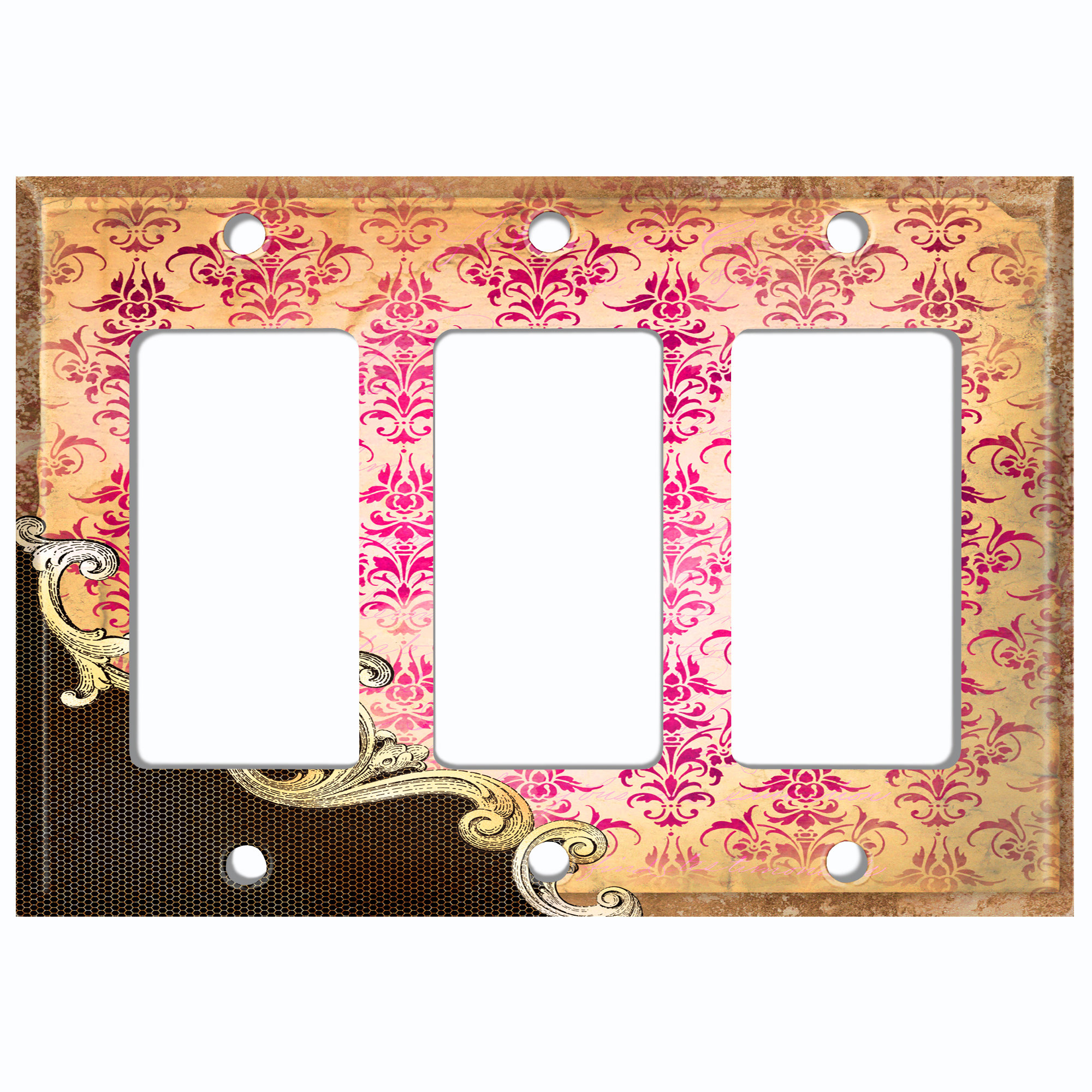 WorldAcc Damask Frame 3-Gang Toggle Light Switch Wall Plate | Wayfair