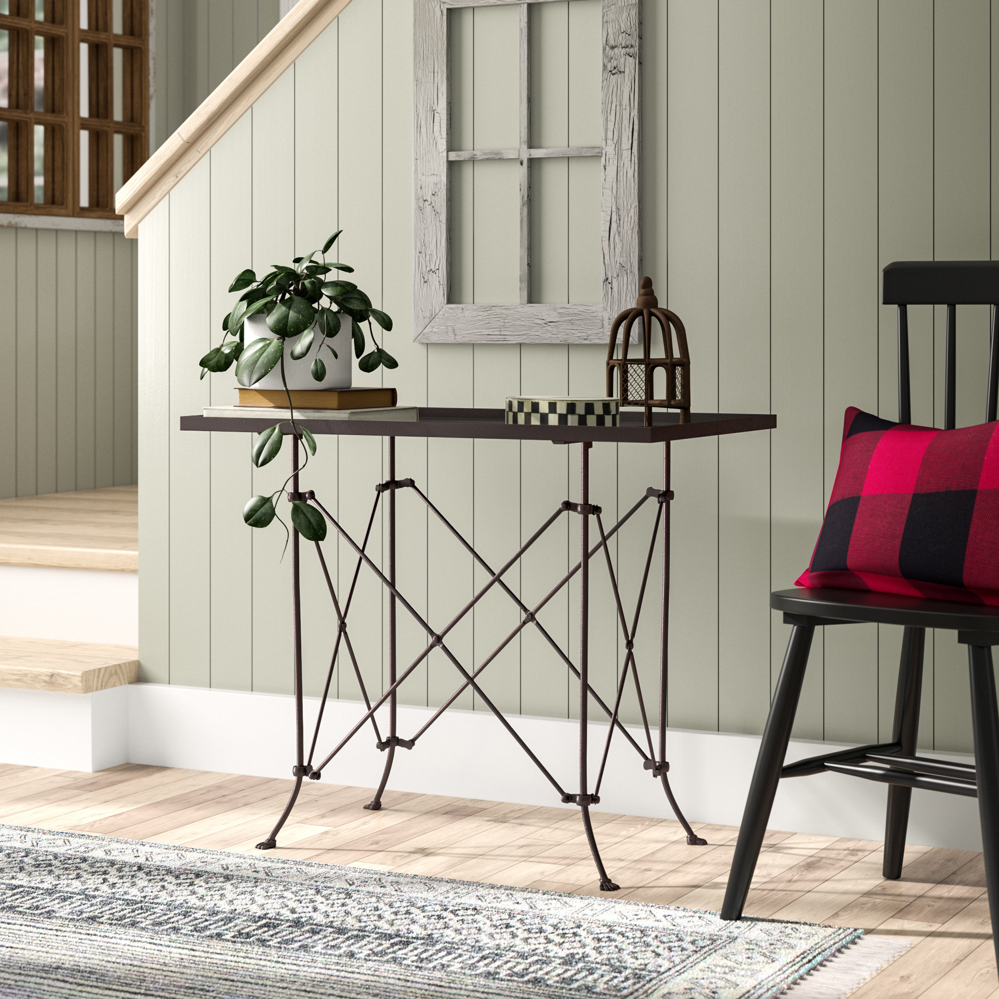 17 Stories Kendis Vintage Rectangular Metal Side Table with Unique Claw ...