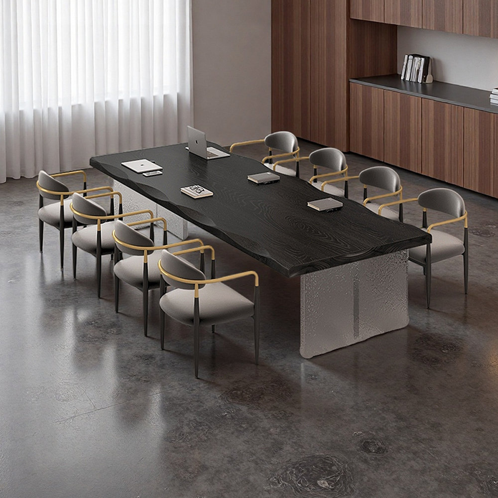 Inbox Zero Solid Wood Black Conference Table with Acrylic Leg - Wayfair ...