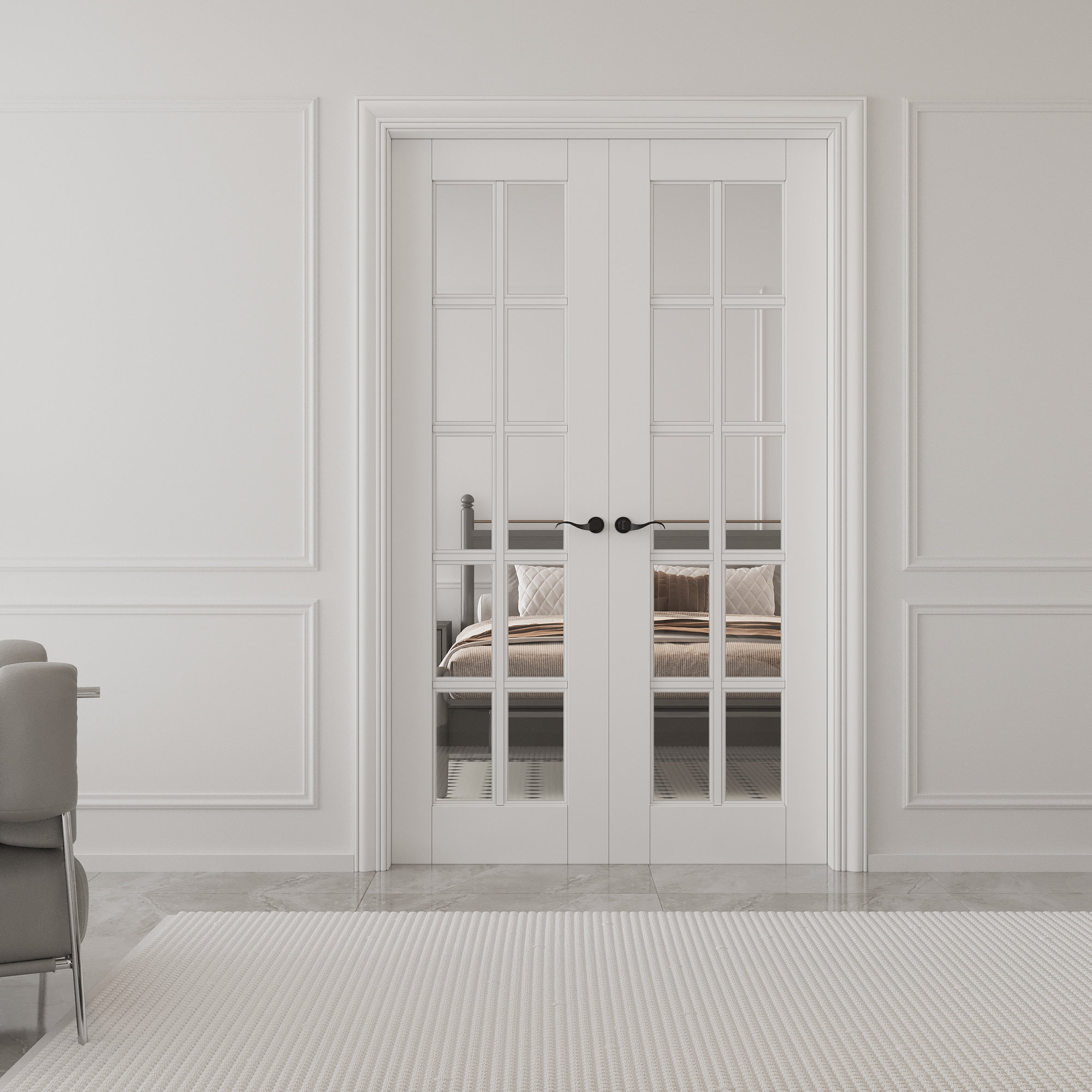 ARK DESIGN 10-Lite clear Glass Primed French Doors Double Doors With ...