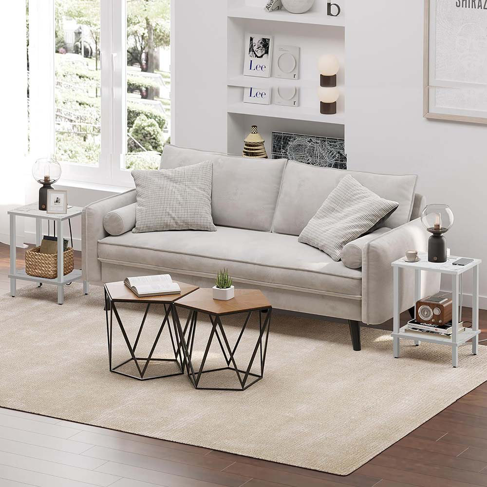 Ebern Designs End Table, Side Table, Nightstand, 2-Tier Storage Shelf ...