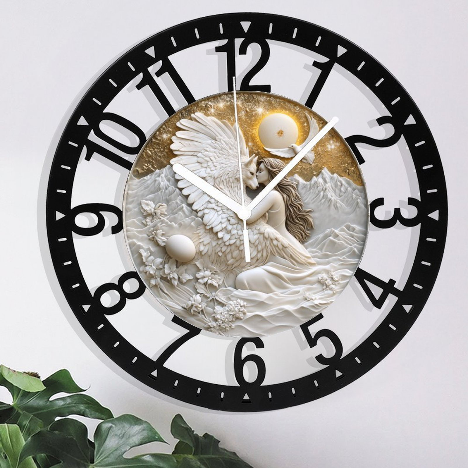 East Urban Home Metal Wall Clock for Living Room -10" Woman Embracing ...