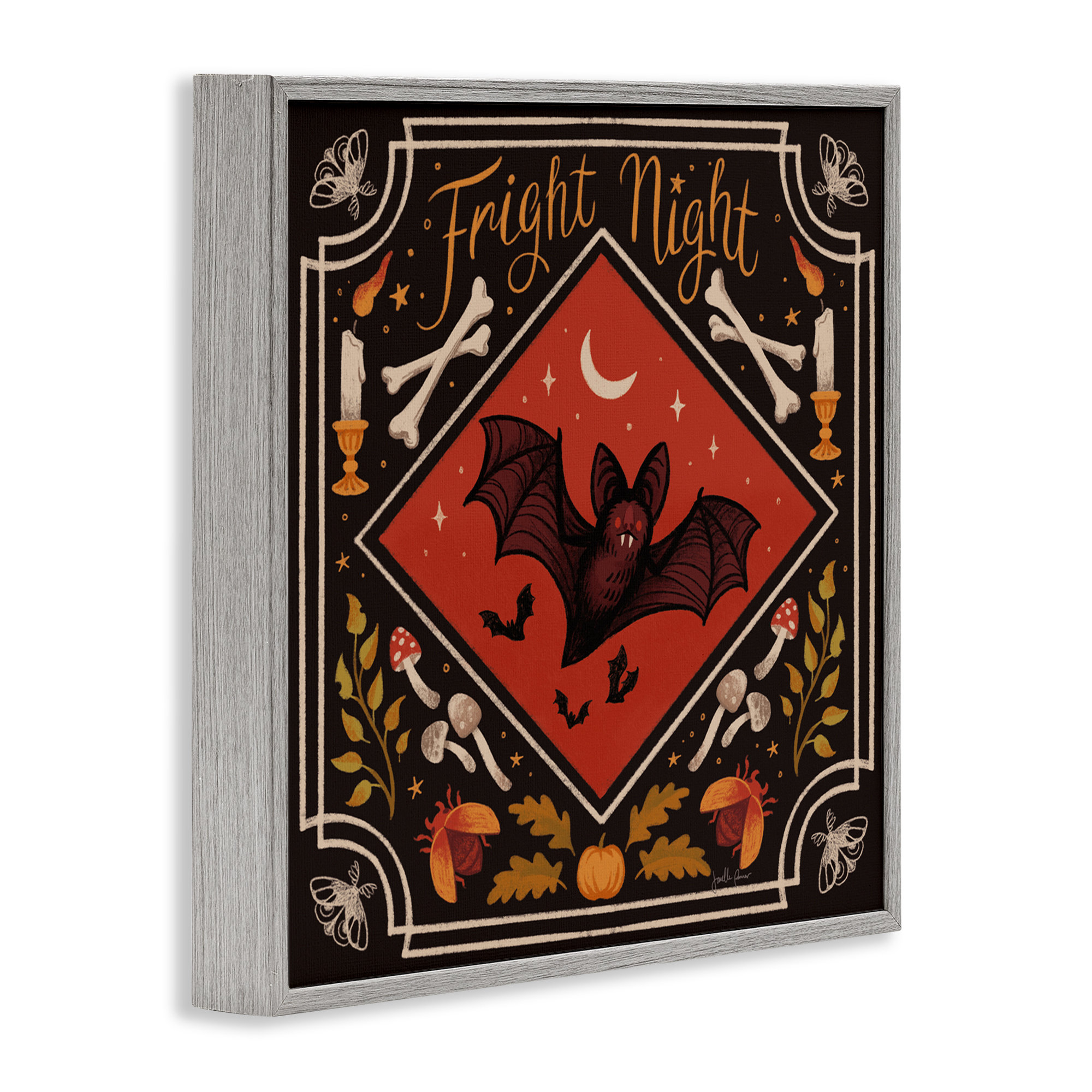 Winston Porter Fright Night Bat & Botanicals Framed Giclee, design by ...