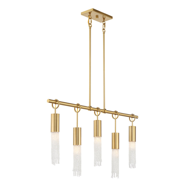 Mercer41 Downend 5-Light Linear Chandelier in Warm Brass | Wayfair