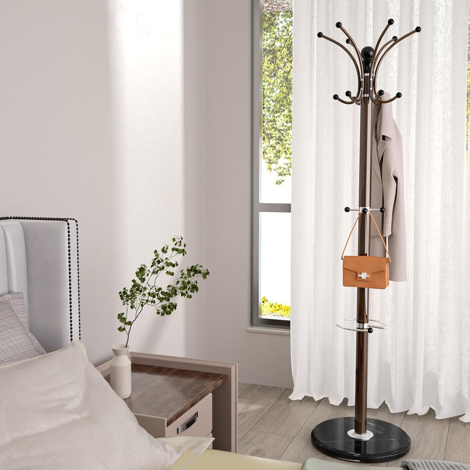 Ivy Bronx Coat Rack Freestanding With Marble Base, Heavy Duty Coat Tree ...