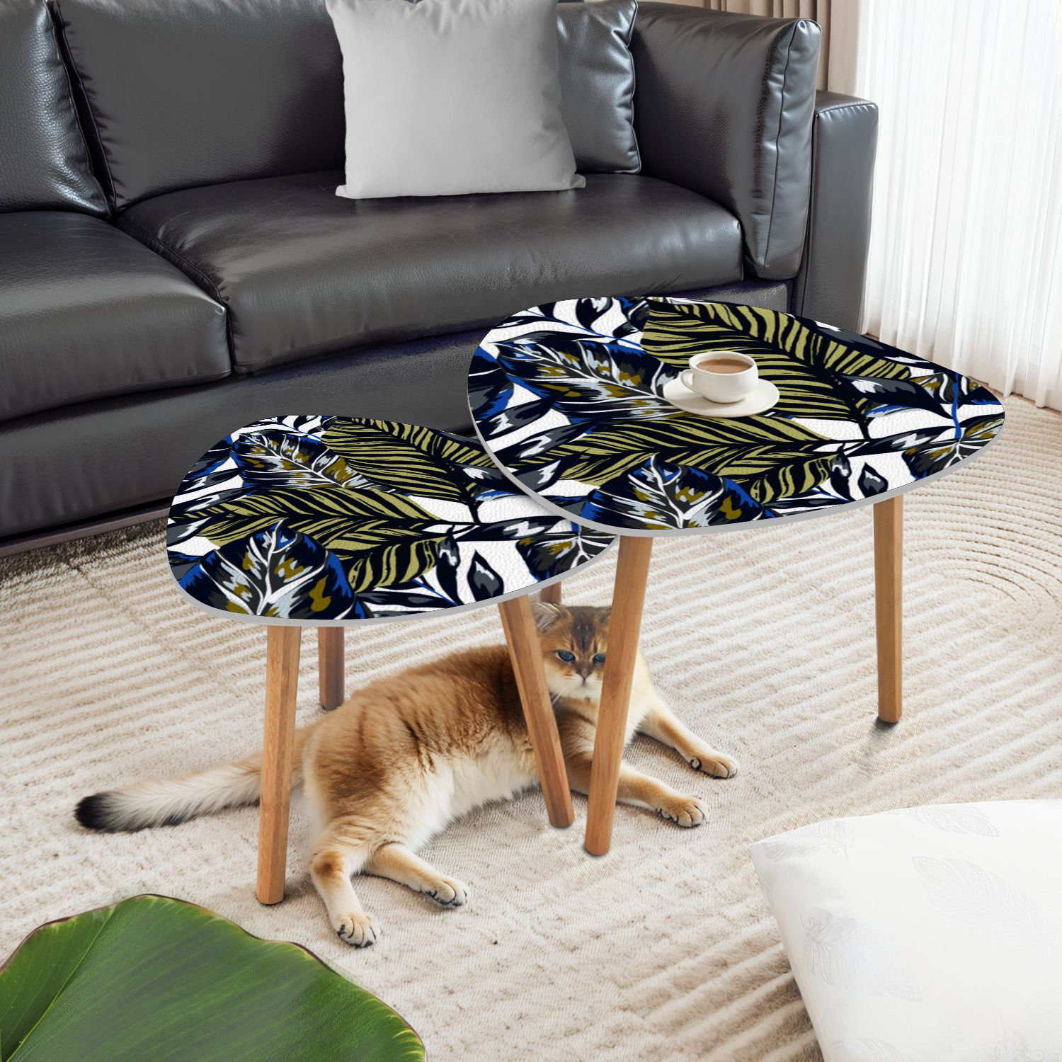 George Oliver Triangle Nesting Coffee Table Set of 2 Watercolor ...
