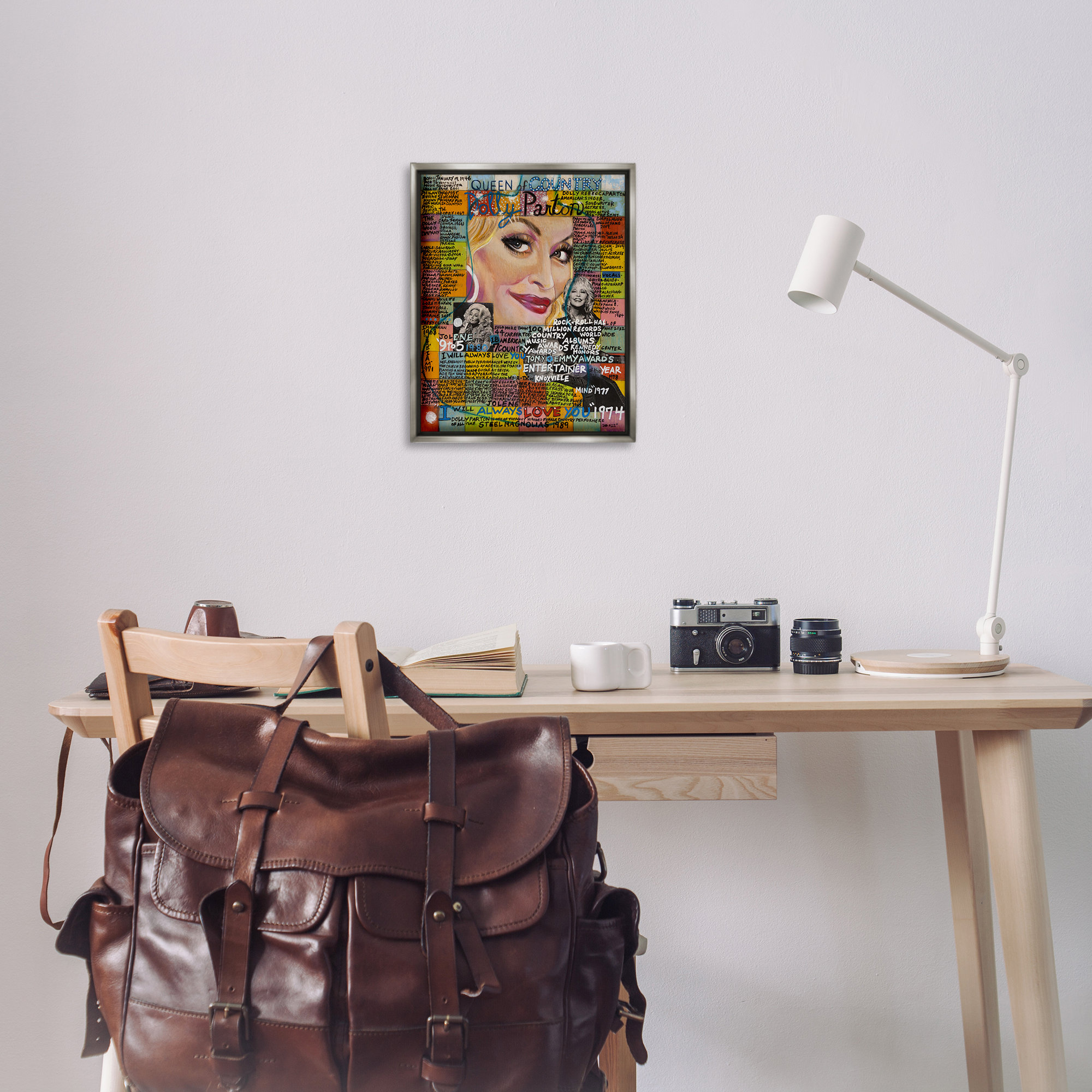 Trinx Dolly Parton Collage Gray Framed Floater Canvas Wall Art by Sabin ...