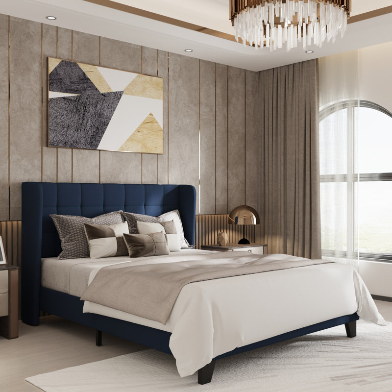 Allewie Upholstered Bed with Square Tufting and Wingback & Reviews ...