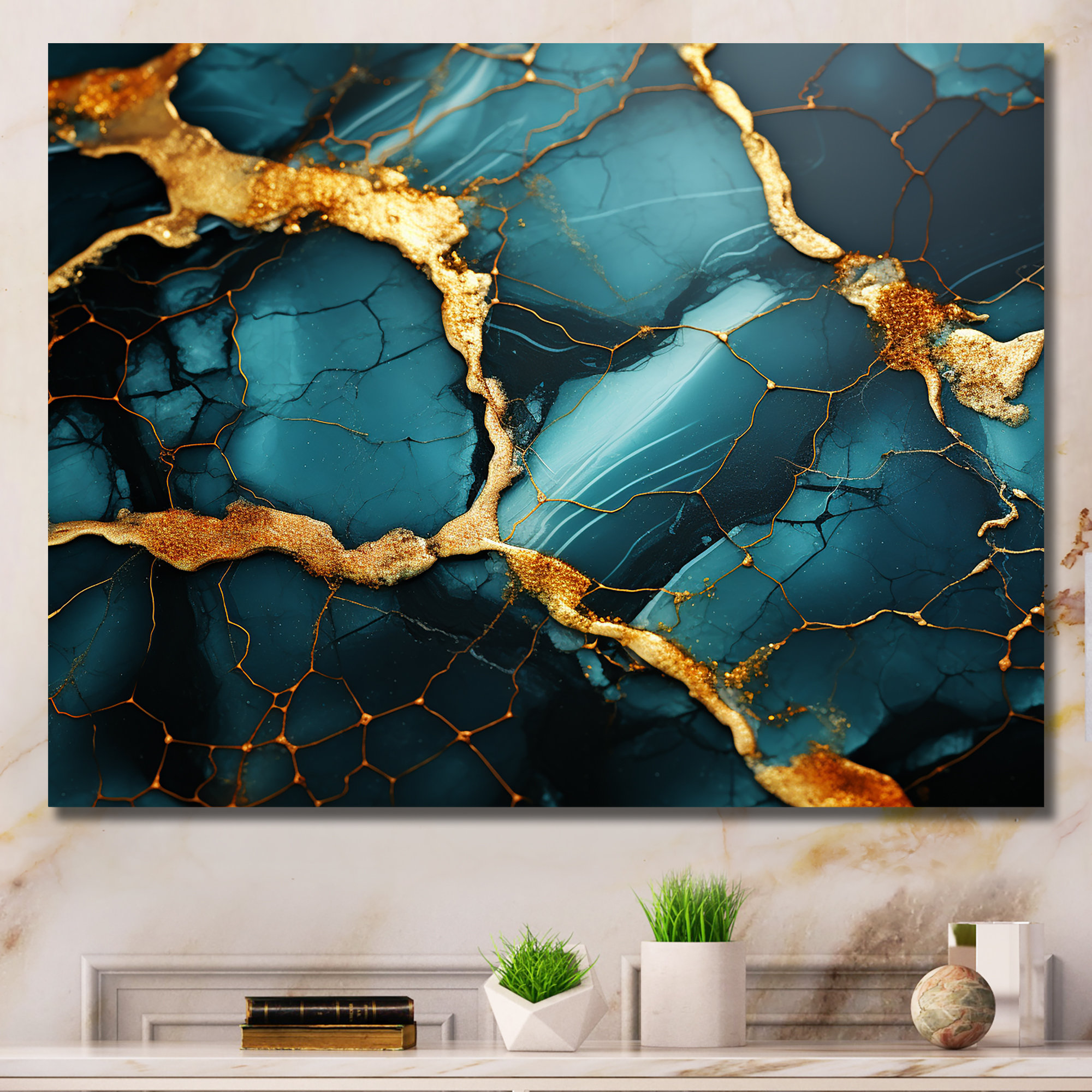 Mercer41 Green And Gold Topaz Agate Granite I - Abstract Wall Art Print ...