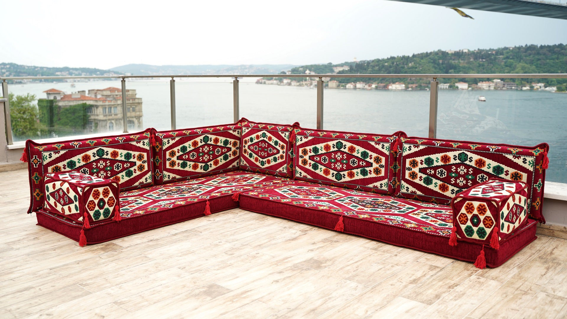 Bungalow Rose Maroon Floor Sofa Seating Set, Arabic Floor Sofa Set ...