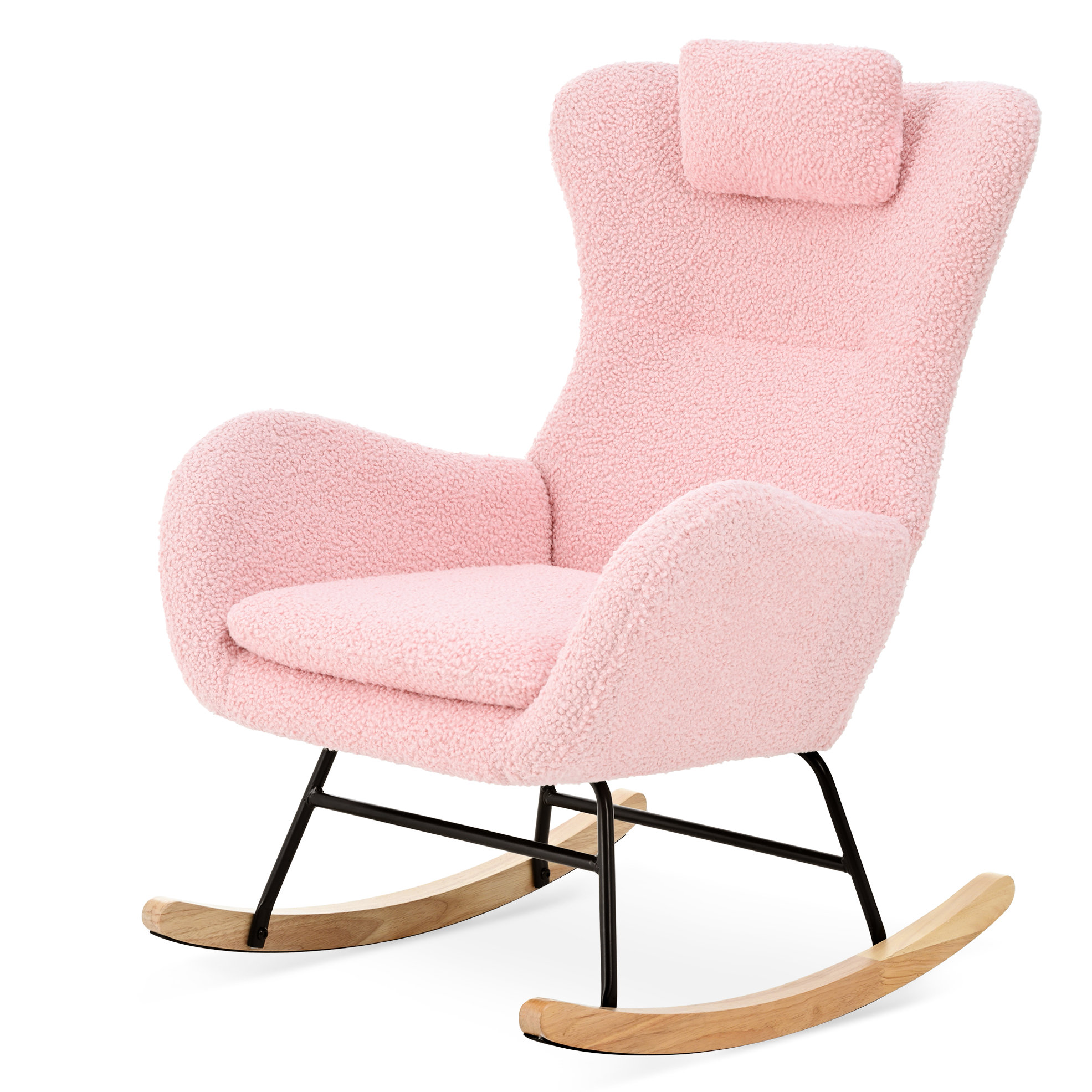 George Oliver Upholstered Pink Glider Chair With High , Adjustable And ...