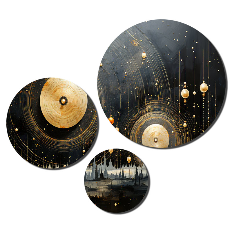 Ivy Bronx Gold Black Saturn Mercurys Mirage II - Saturn Metal Wall ...