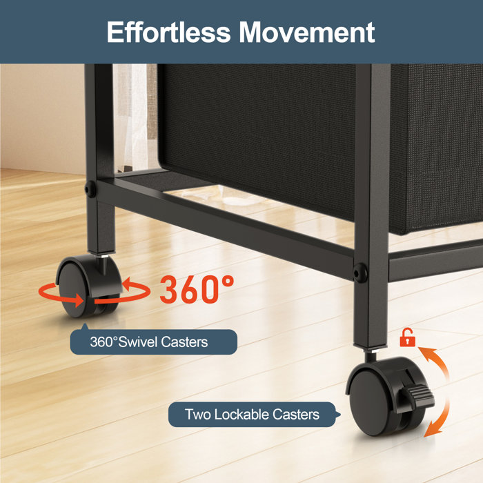 17 Stories Rolling Laundry Hamper And Waste Basket Set with Handles ...