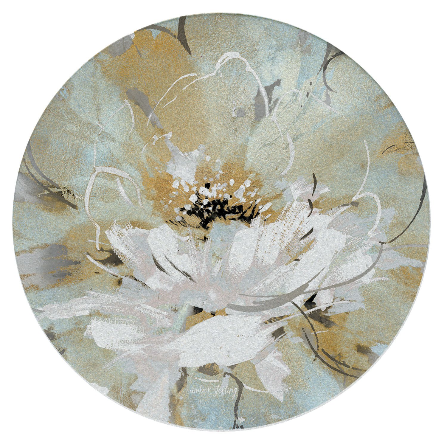 Lark Manor™ Floral Dreamscape 4-Pack Round Natural Sandstone Coasters ...