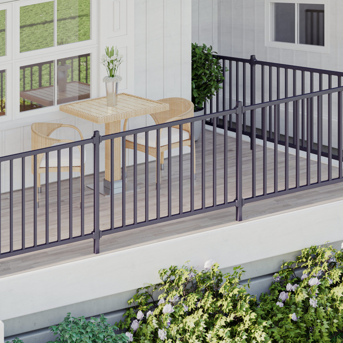 CR Home 3ft H x 4ft W, Complete Metal Guard Rail Kit with Balusters and ...