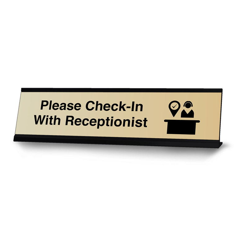 Signs ByLITA Please Check-In With Receptionist, Desk Sign 2 X 8 ...