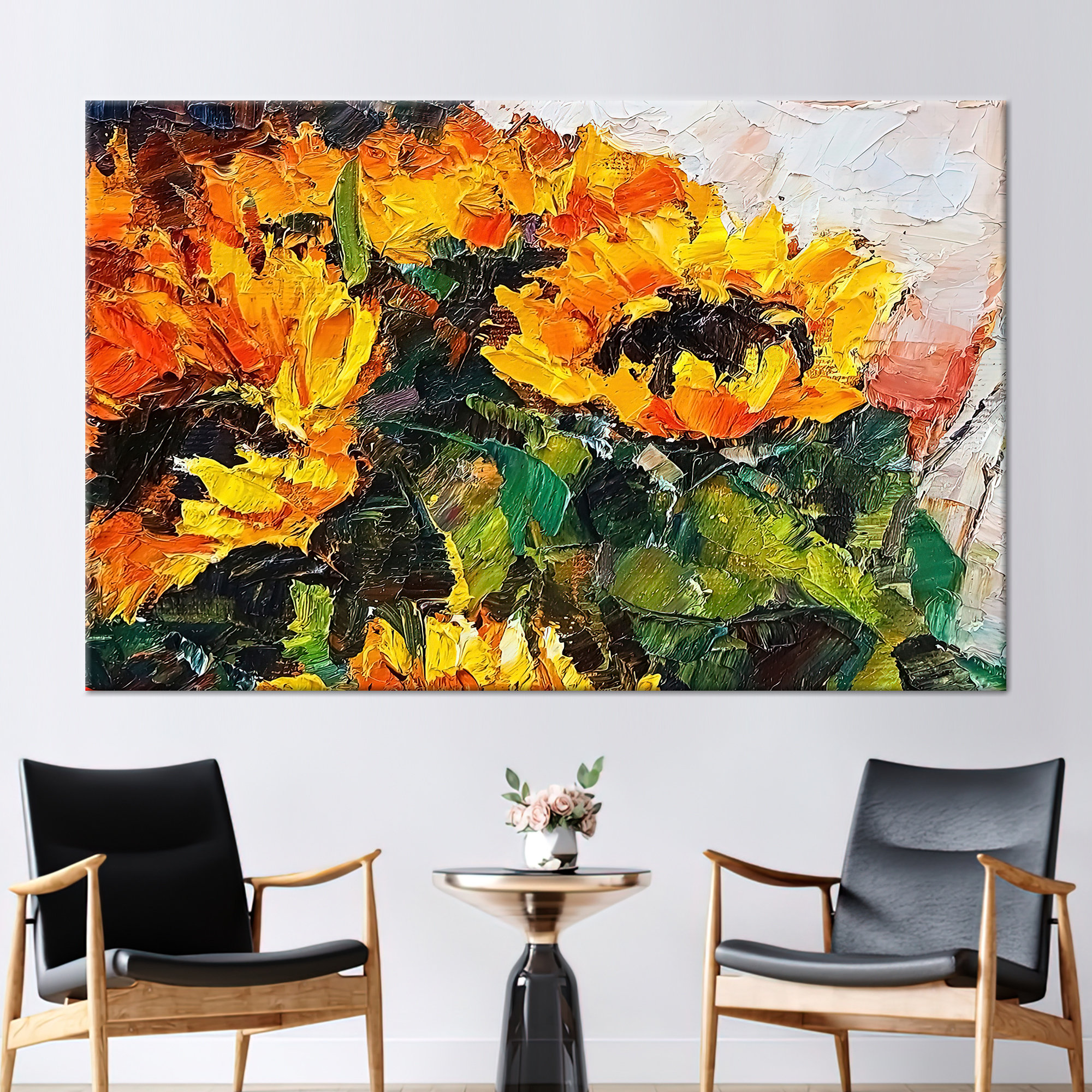 August Grove Bouquet Of Sunflower Painting, Contemporary Wall Art ...