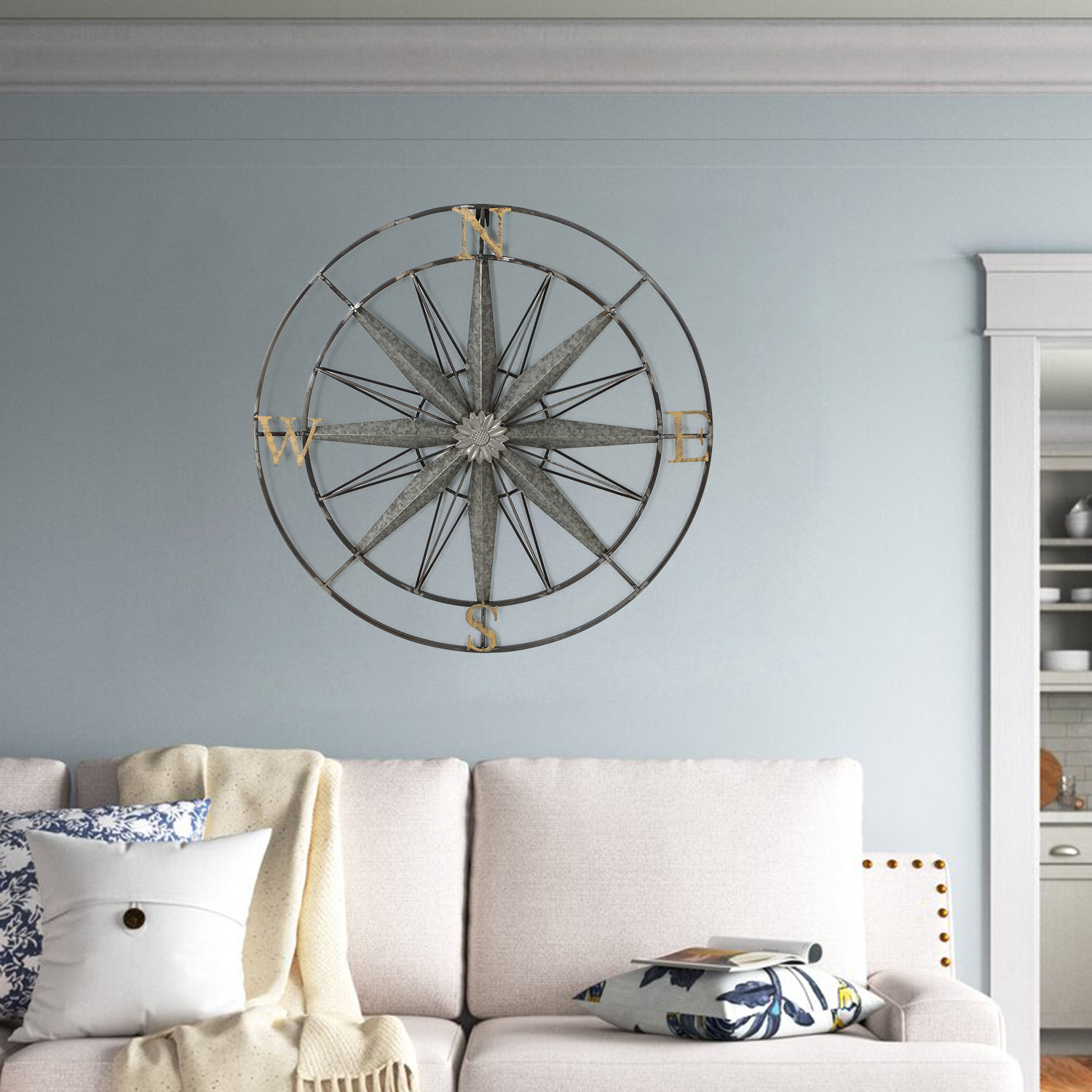 Breakwater Bay Metal Compass Wall Decor Hanging Wall Art Sculptures ...