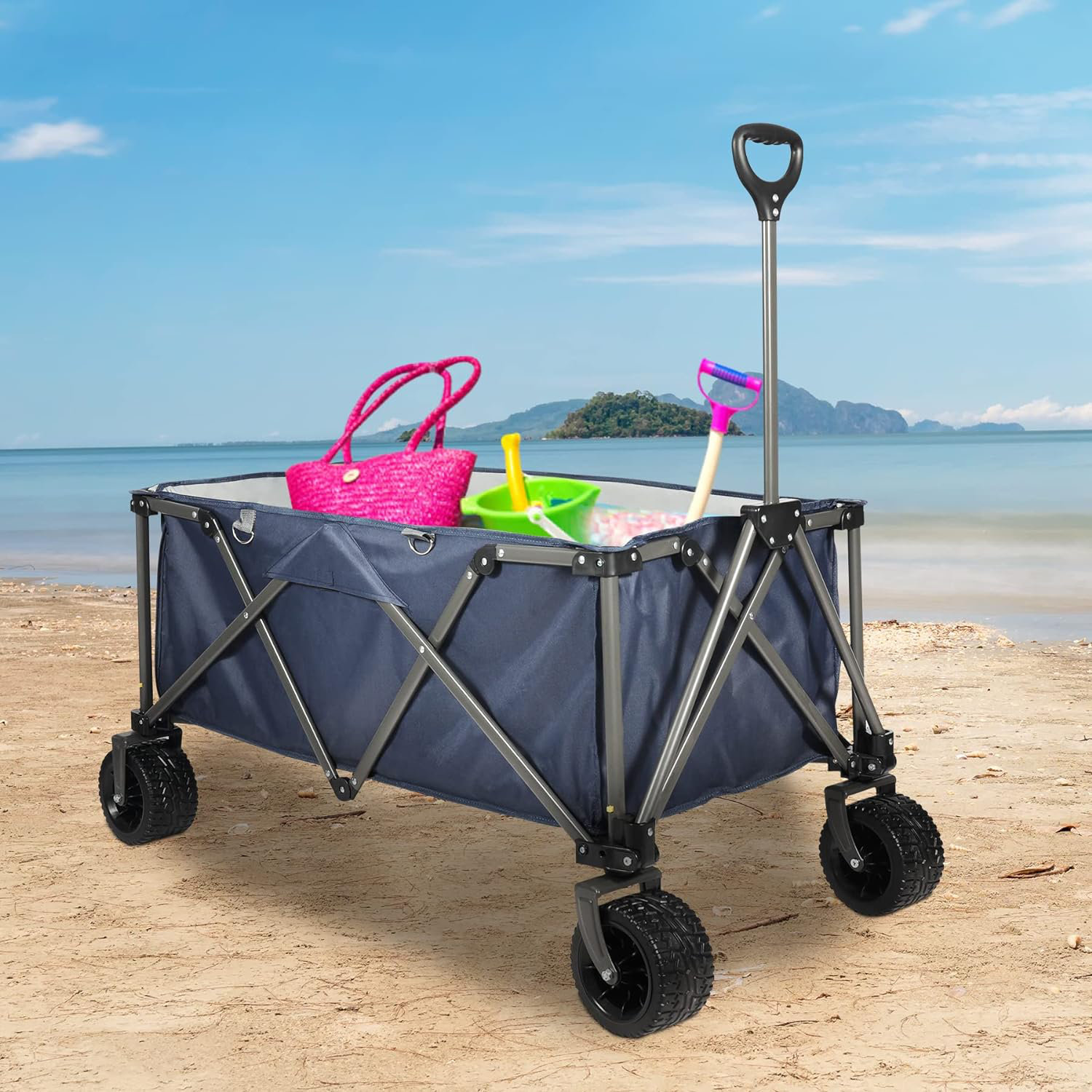 REDCAMP Collapsible Wagon Cart Heavy Duty 226L Large Utility Wagon with ...
